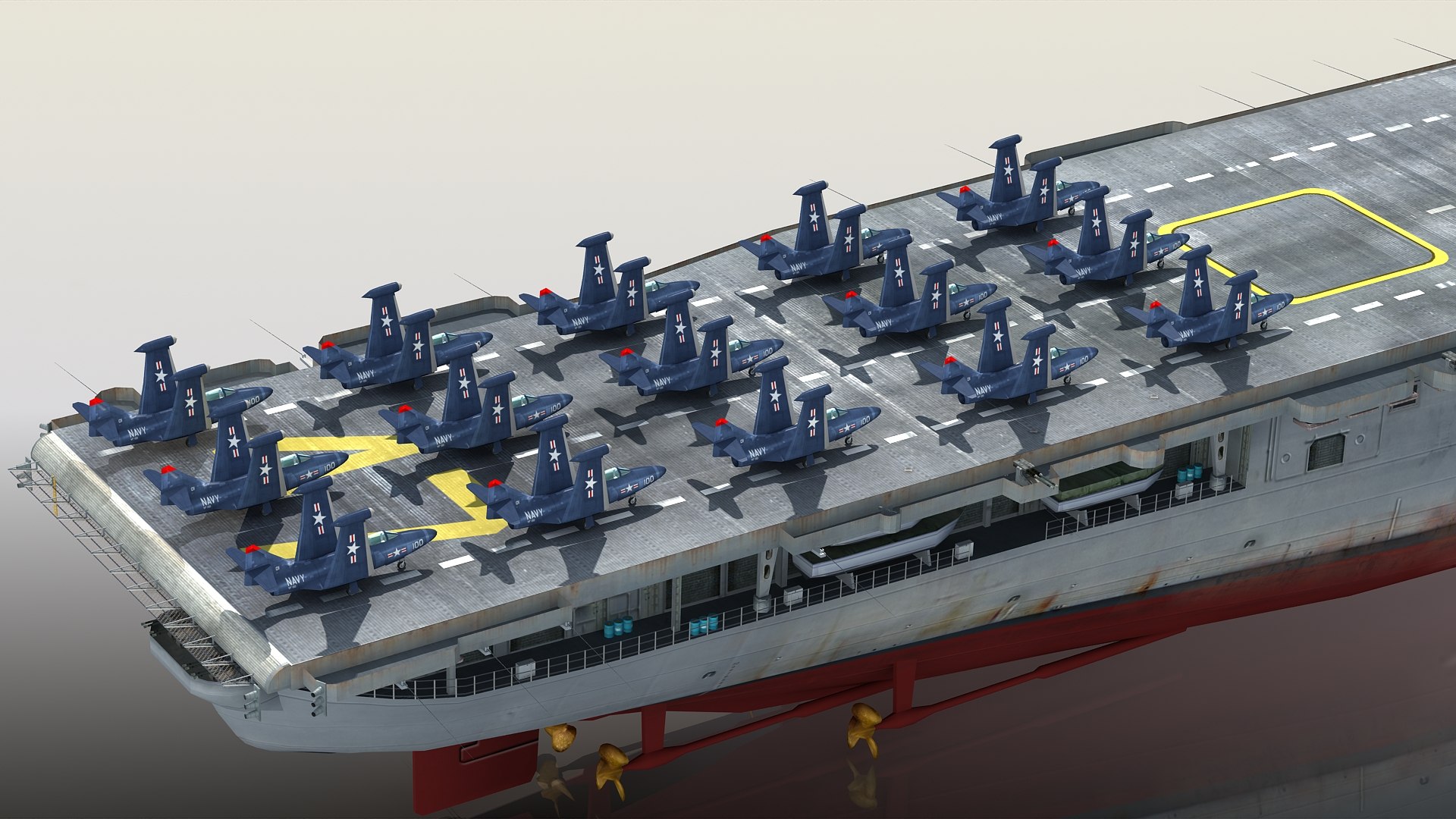 3D USS Philippine Sea CV-47 Essex-class aircraft carriers model ...