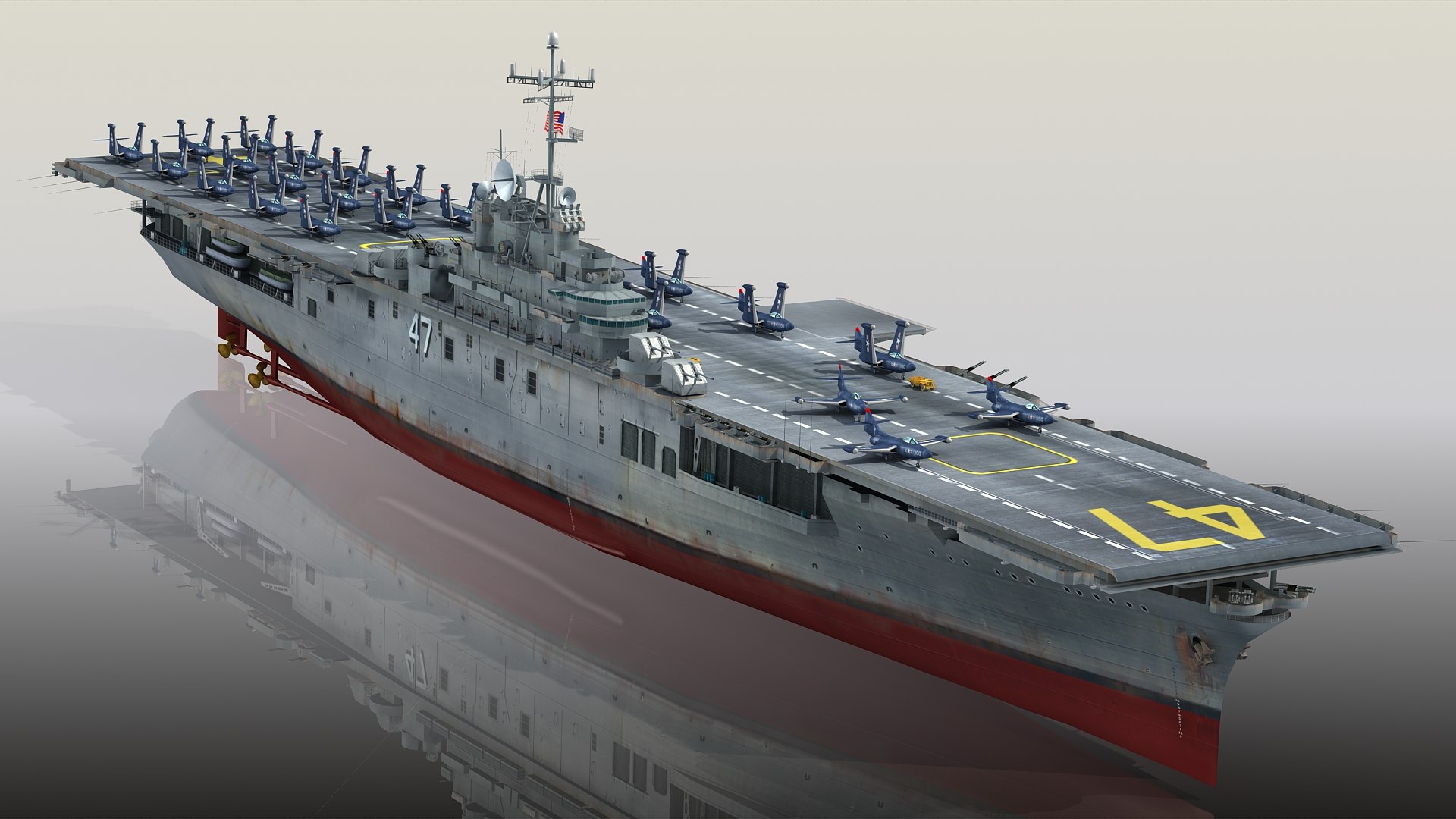 3D USS Philippine Sea CV-47 Essex-class aircraft carriers model ...