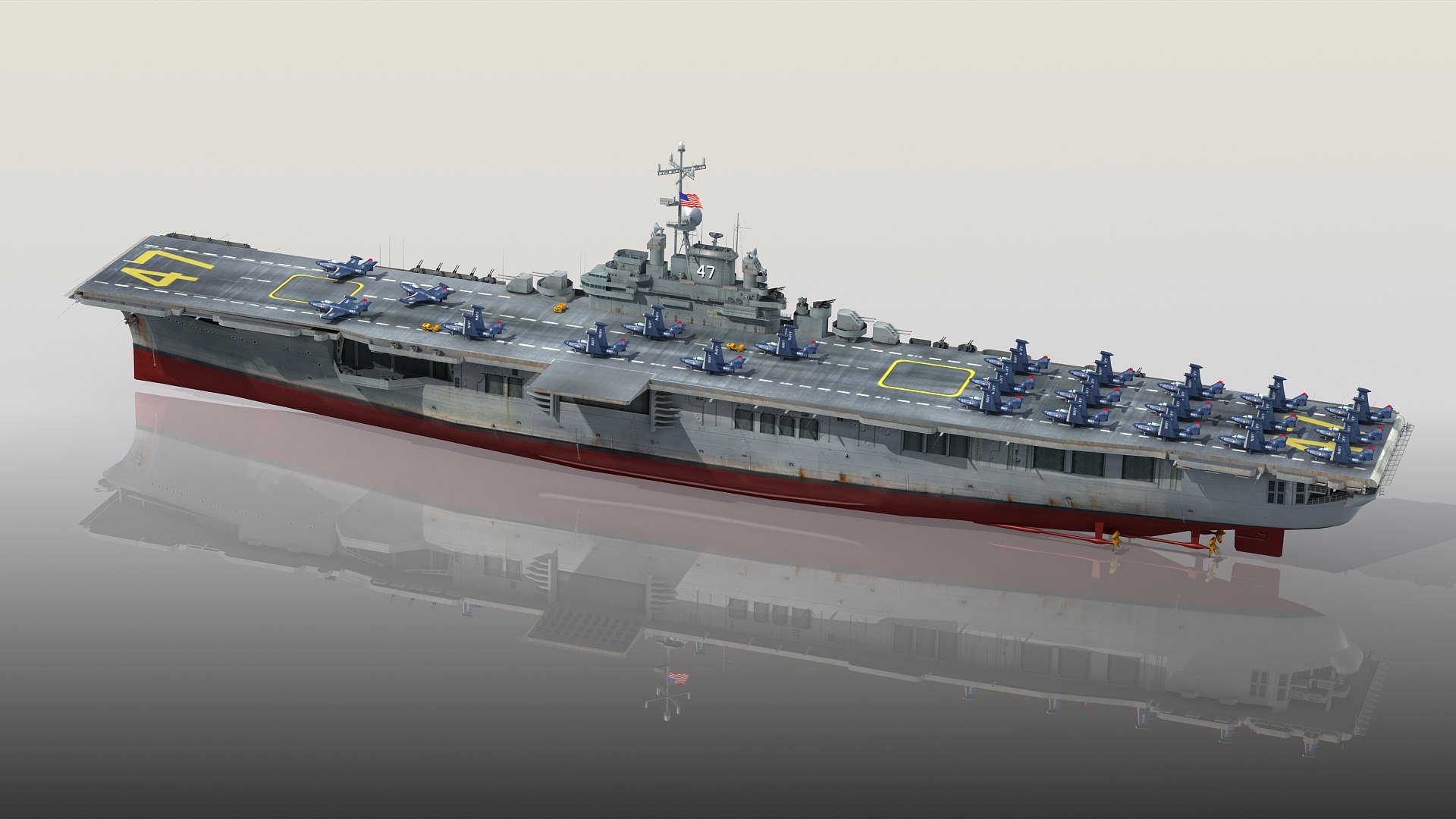 3D USS Philippine Sea CV-47 Essex-class aircraft carriers model ...