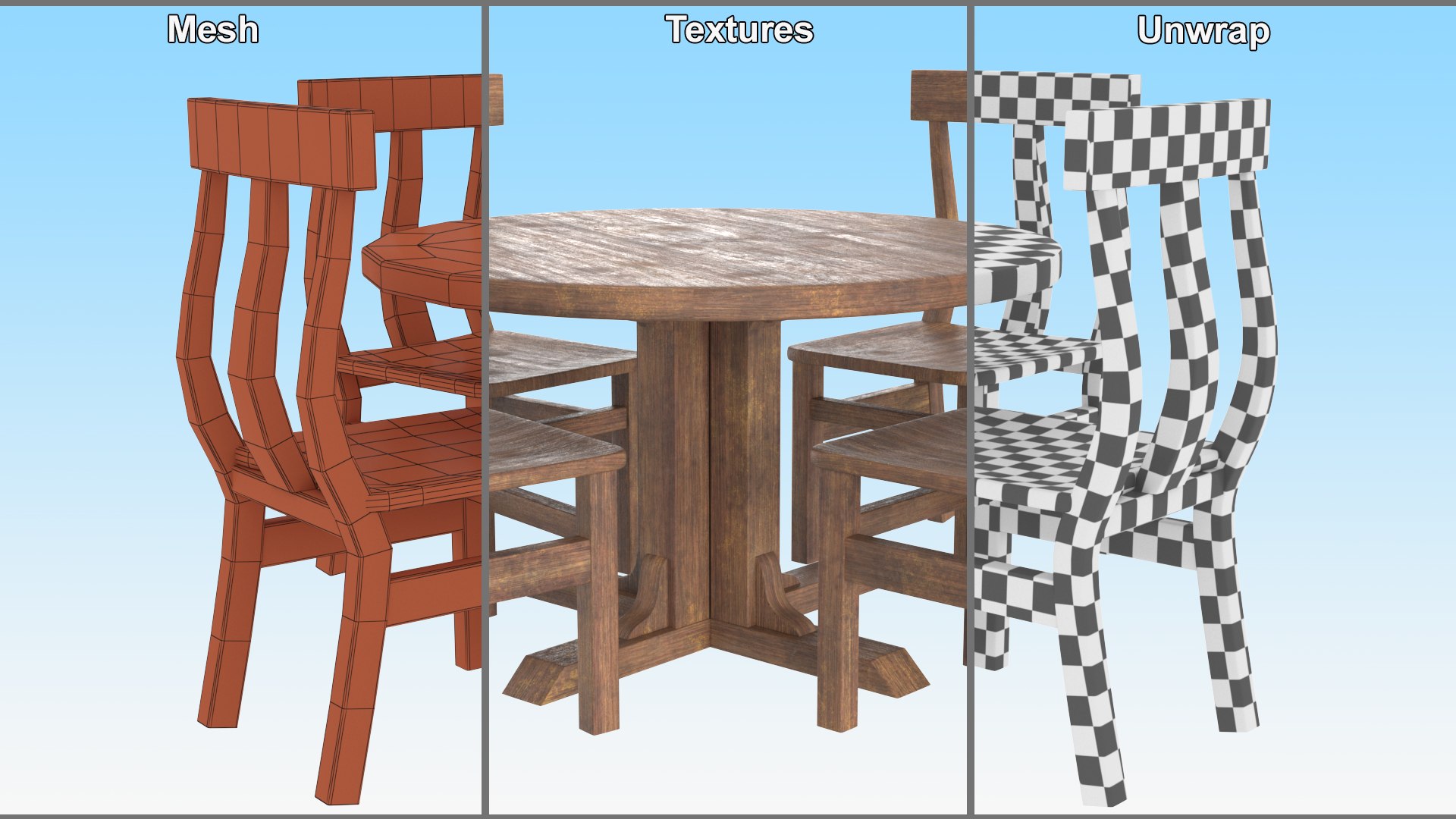 3D Model Round Table With Chairs - TurboSquid 2406185
