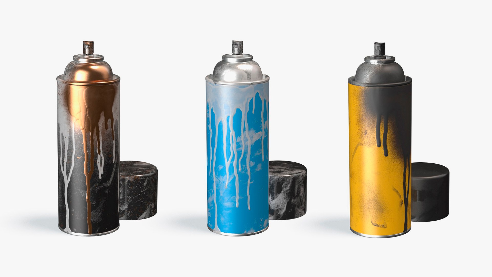 Used Cans Of Spray Paints Collection 3D Model - TurboSquid 2298841