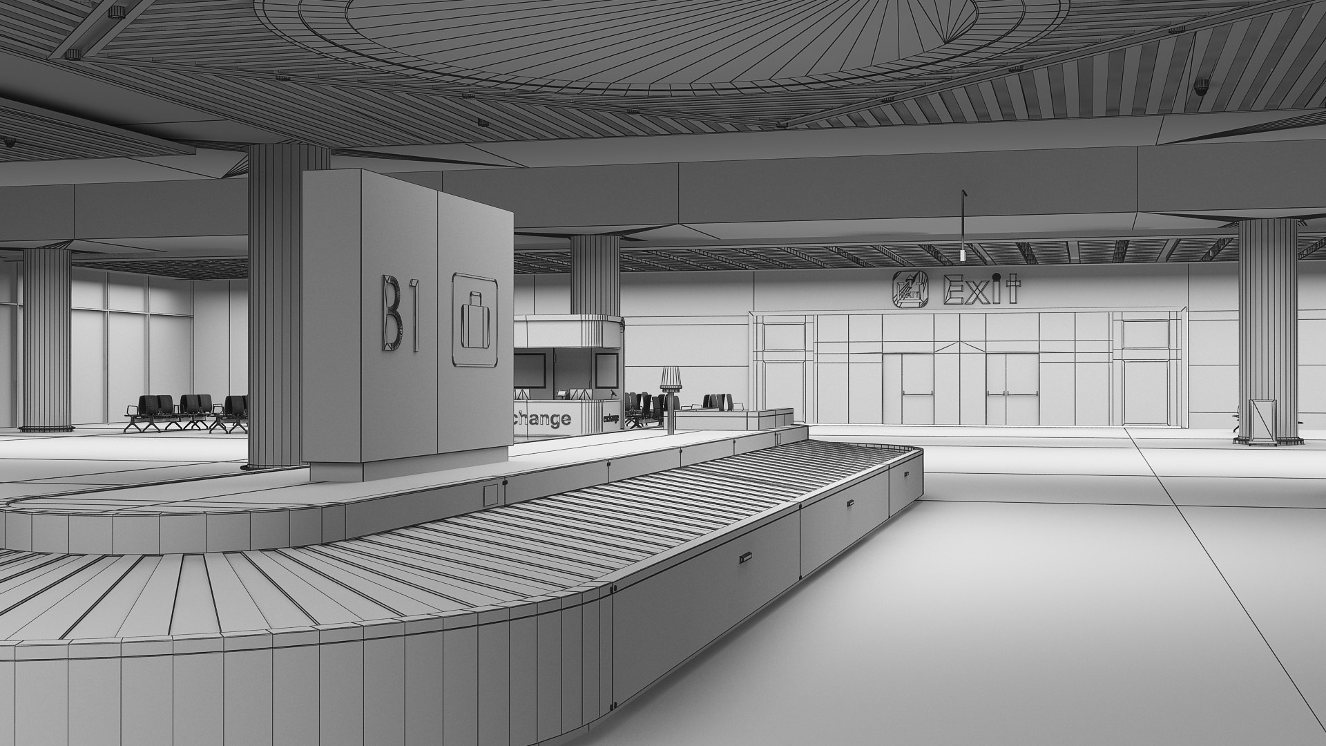 3D model airport baggage reclaim room - TurboSquid 1452915