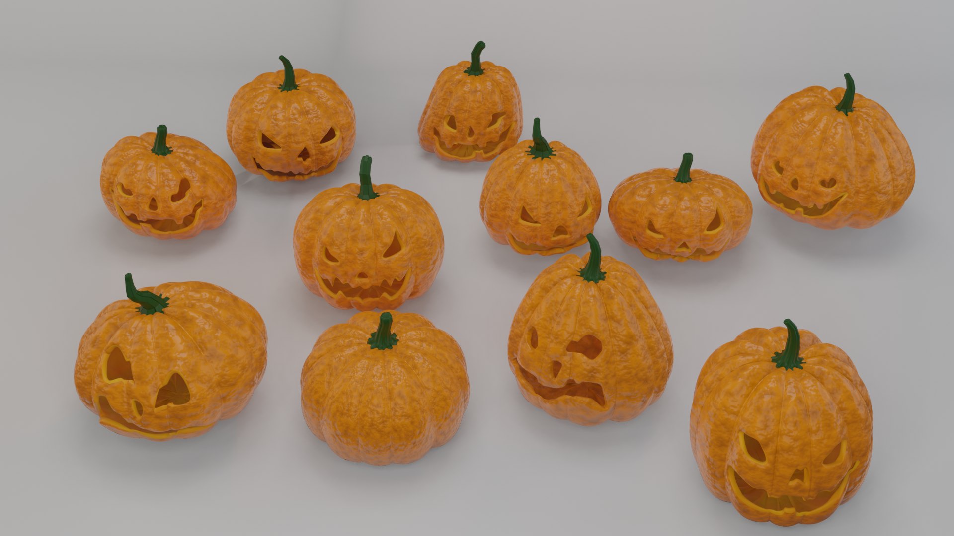 3D Helloween 11 Pumpkins Collection model - TurboSquid 1800124