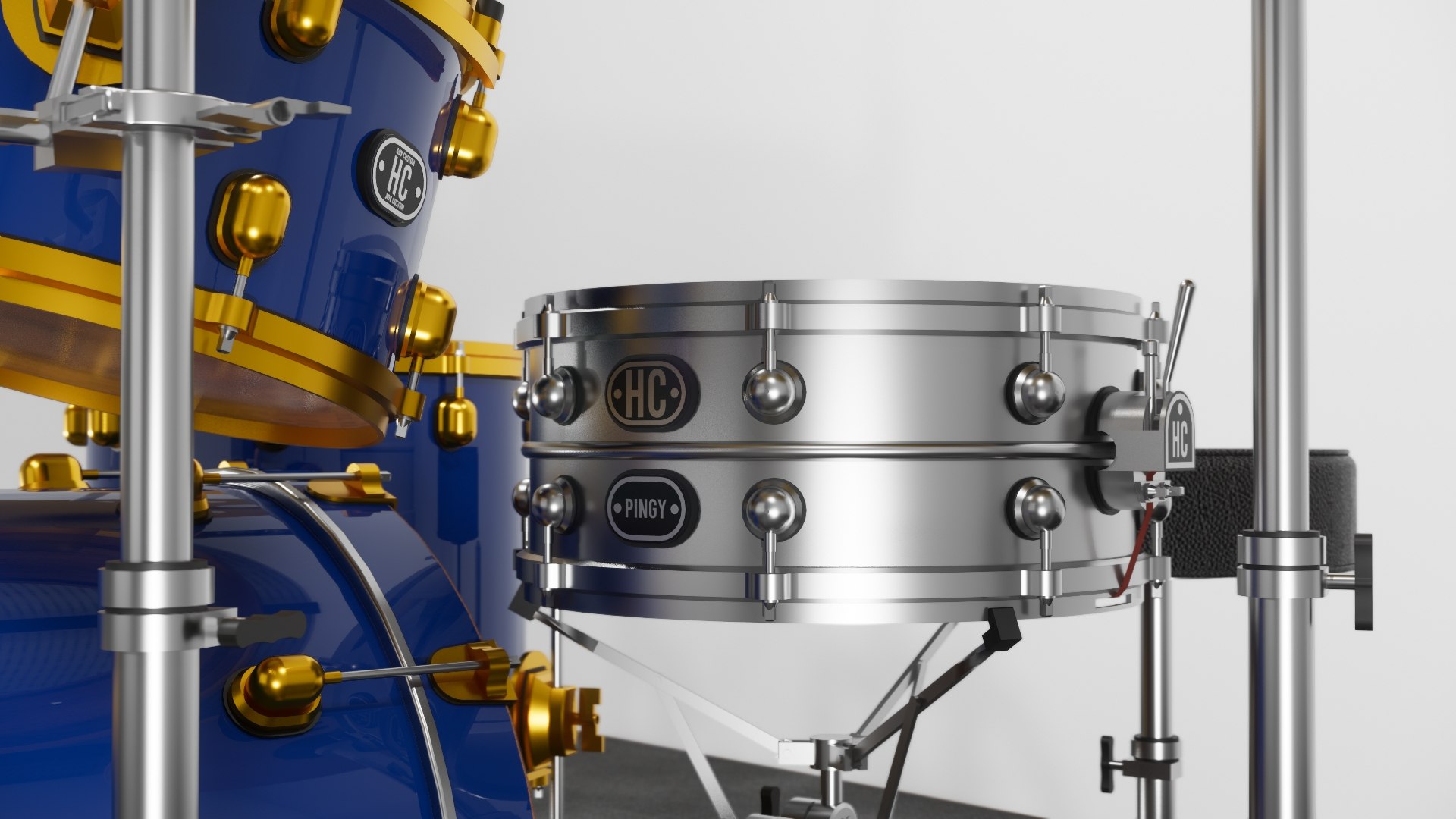 Hyper Realistic 3 Pcs Drum Kit With Aluminium Snare-royal Blue 3D Model ...