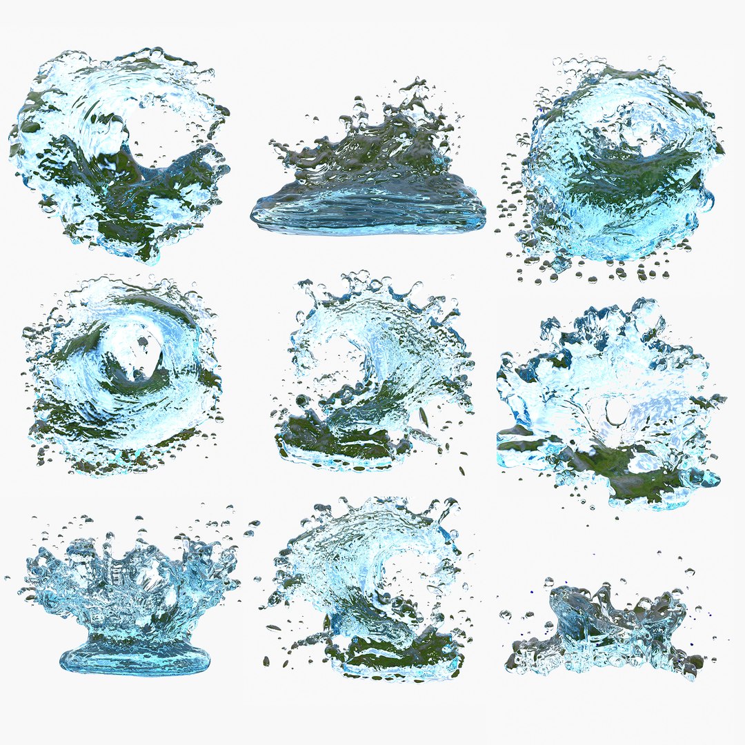 3D Water Splashes Pack 9 - TurboSquid 2172586