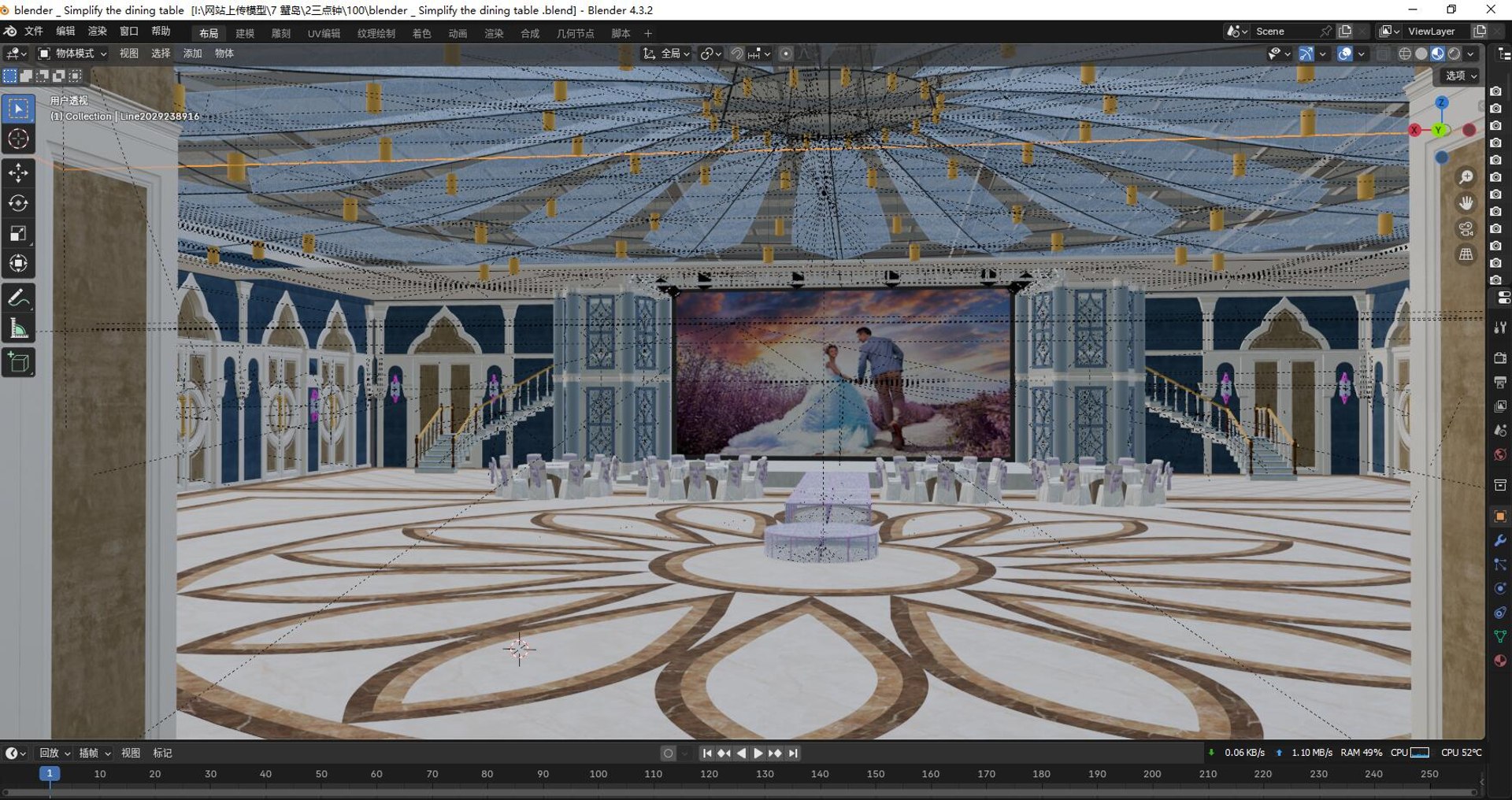 3D Model Hotel Banquet Hall 008 - TurboSquid 2443217