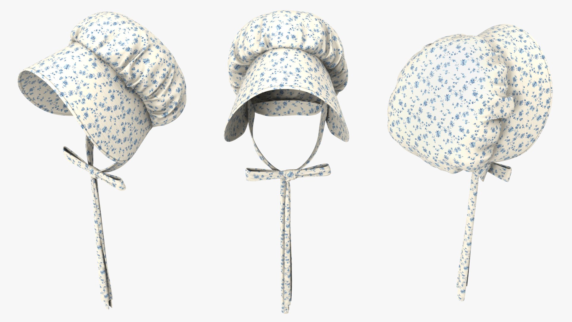 Cotton Bonnet Blue Floret 3D Model - TurboSquid 1777943