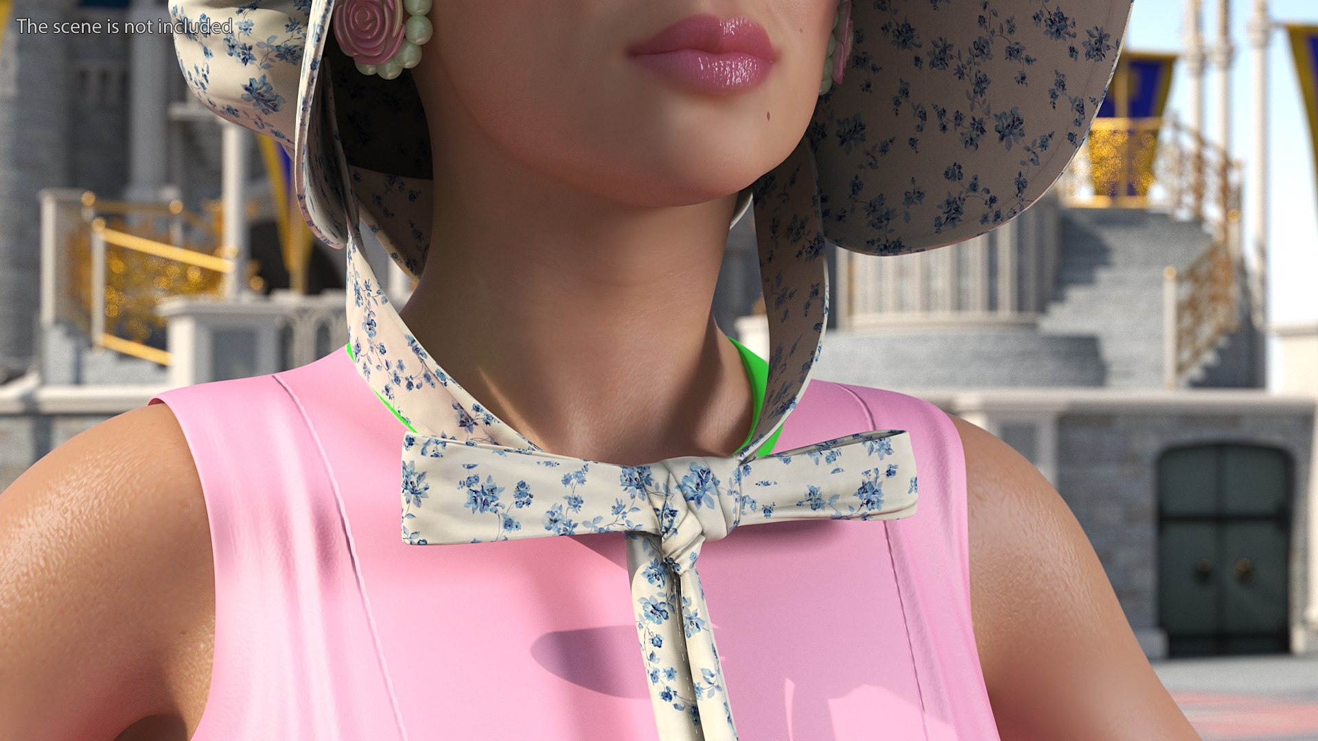 Cotton Bonnet Blue Floret 3D Model - TurboSquid 1777943