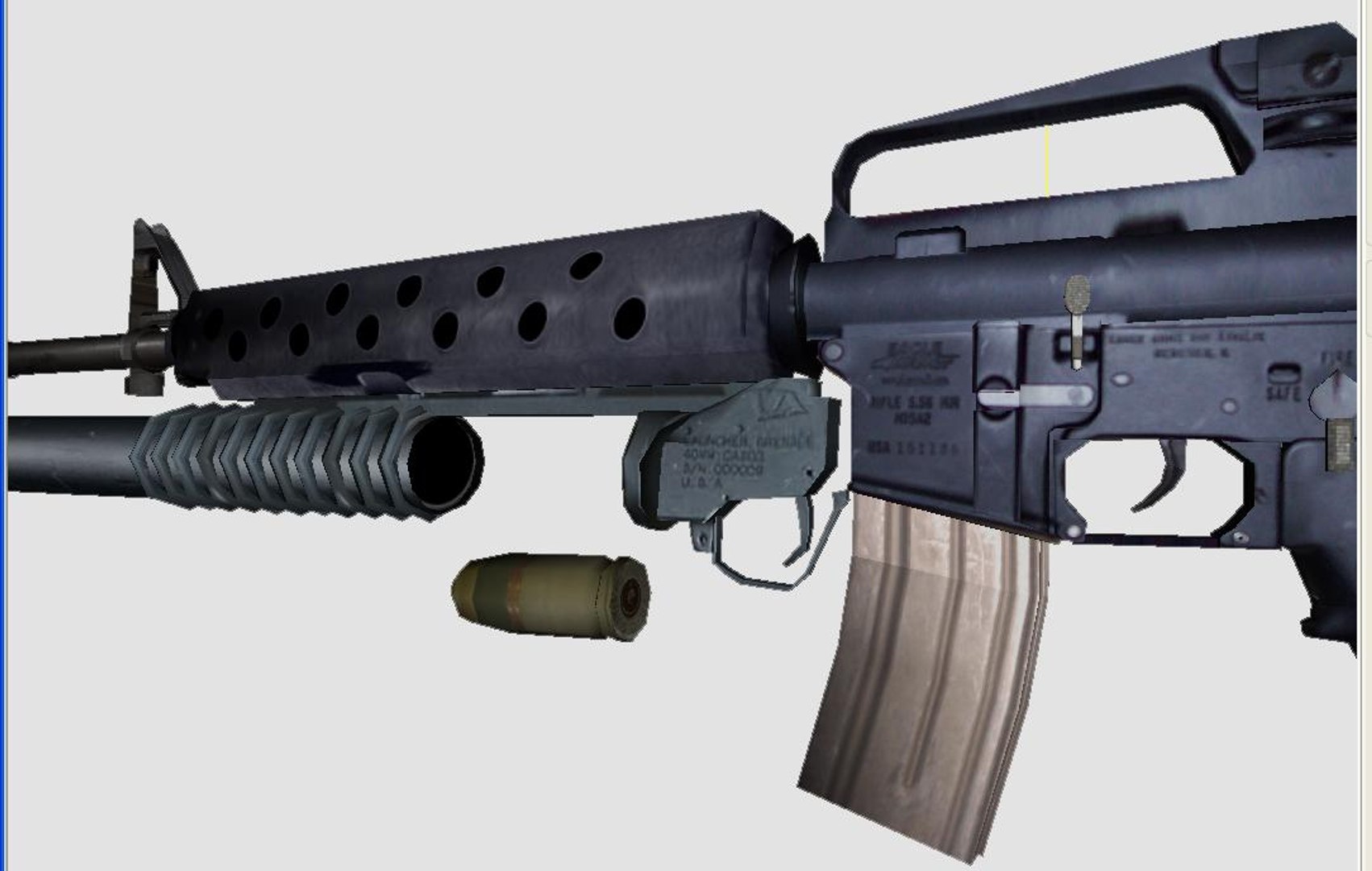 3d Model Rifle M16a2 M203