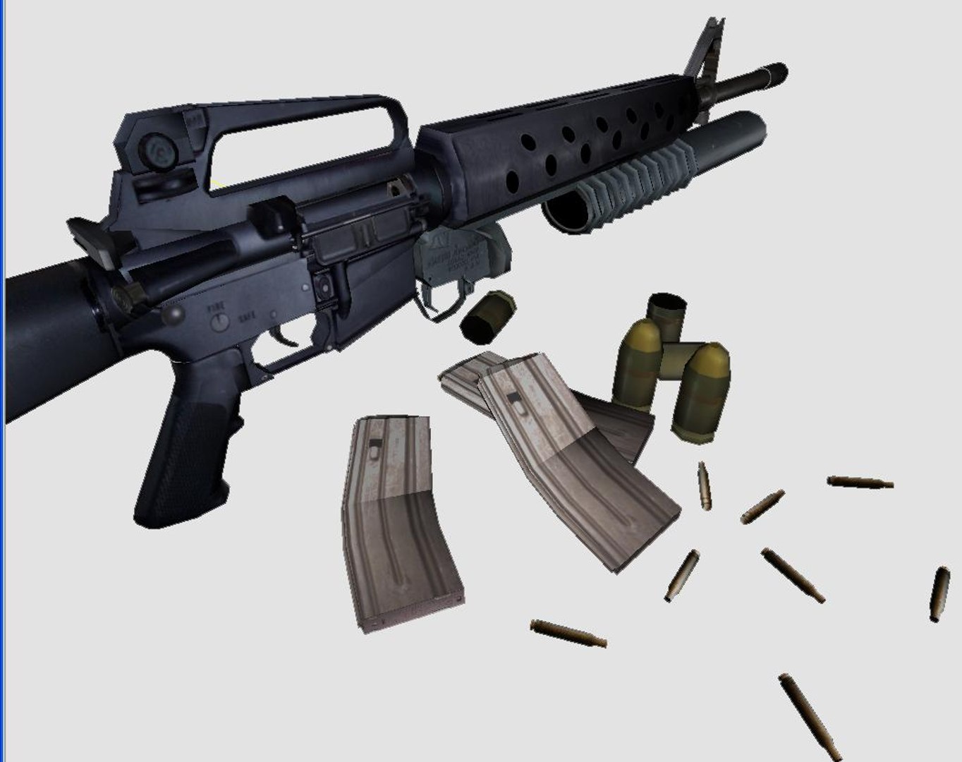 3d Model Rifle M16a2 M203