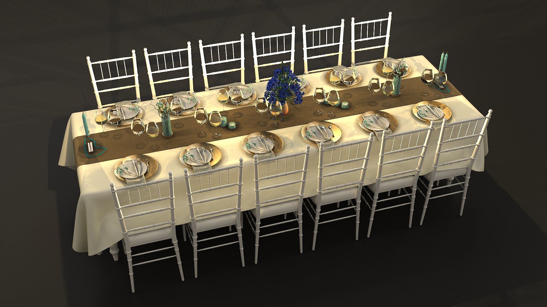 3D Model 12 Pax Table - TurboSquid 1608325