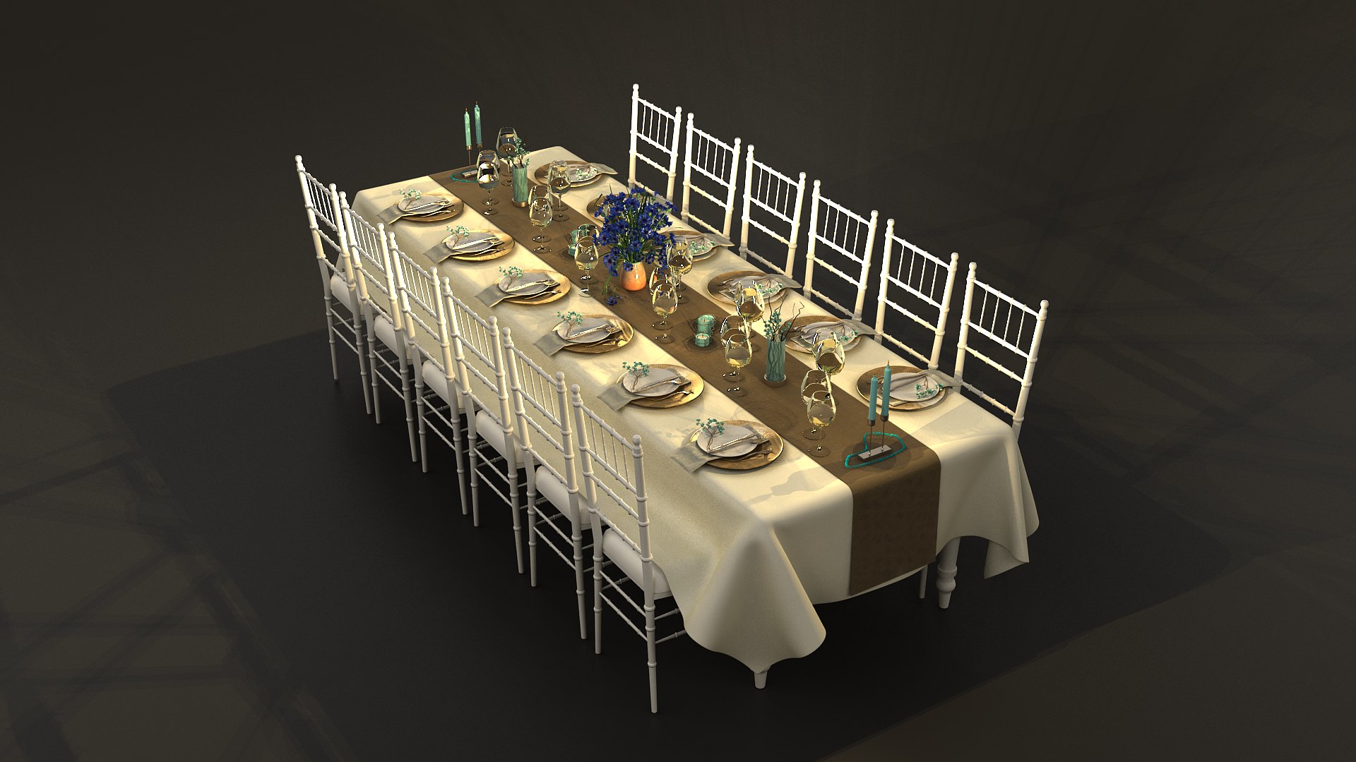 3D Model 12 Pax Table - TurboSquid 1608325