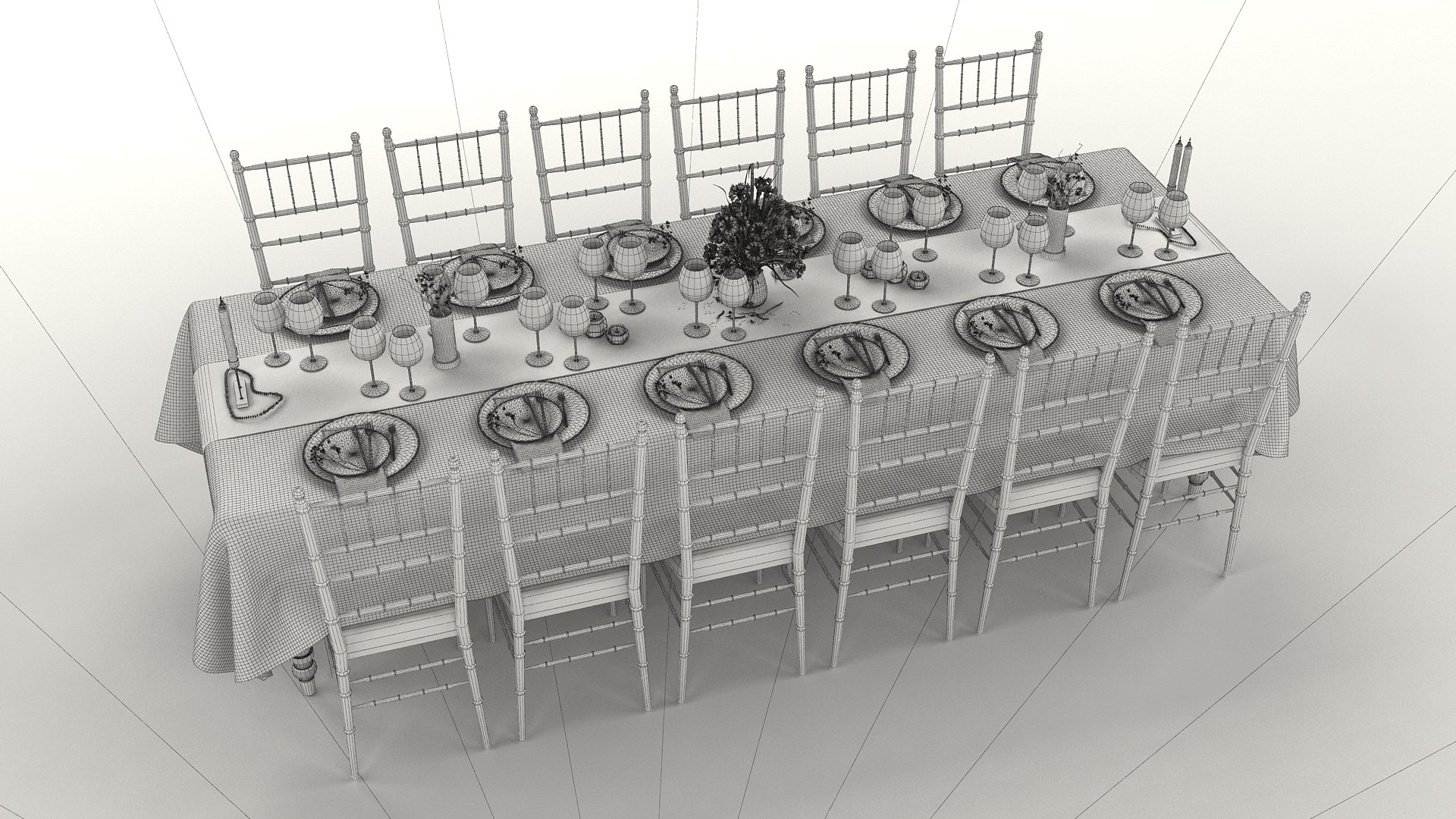 3D Model 12 Pax Table - TurboSquid 1608325