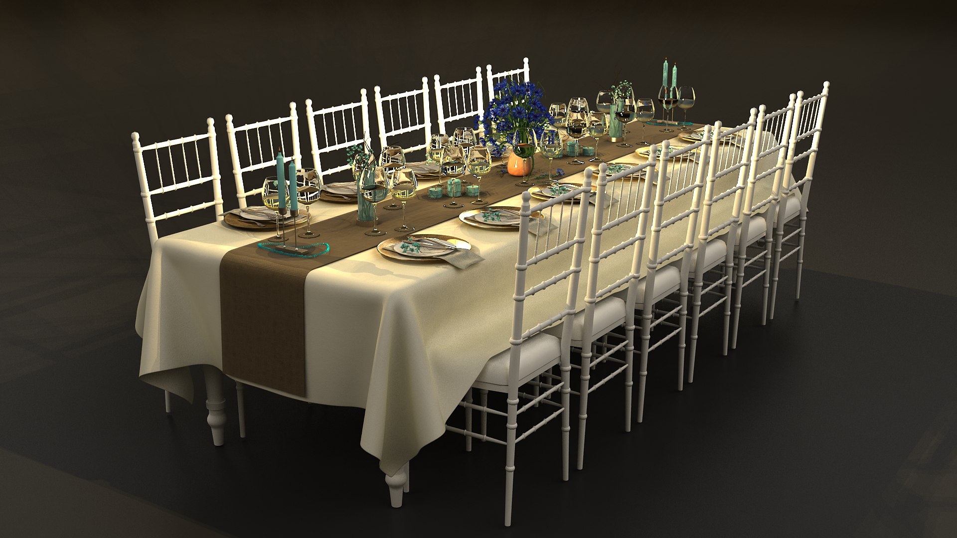 3D Model 12 Pax Table - TurboSquid 1608325