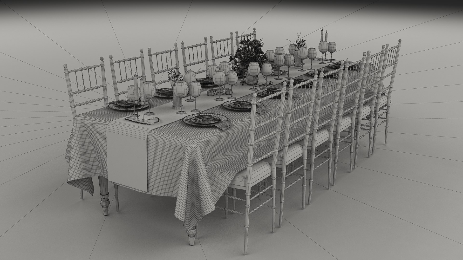 3D Model 12 Pax Table - TurboSquid 1608325