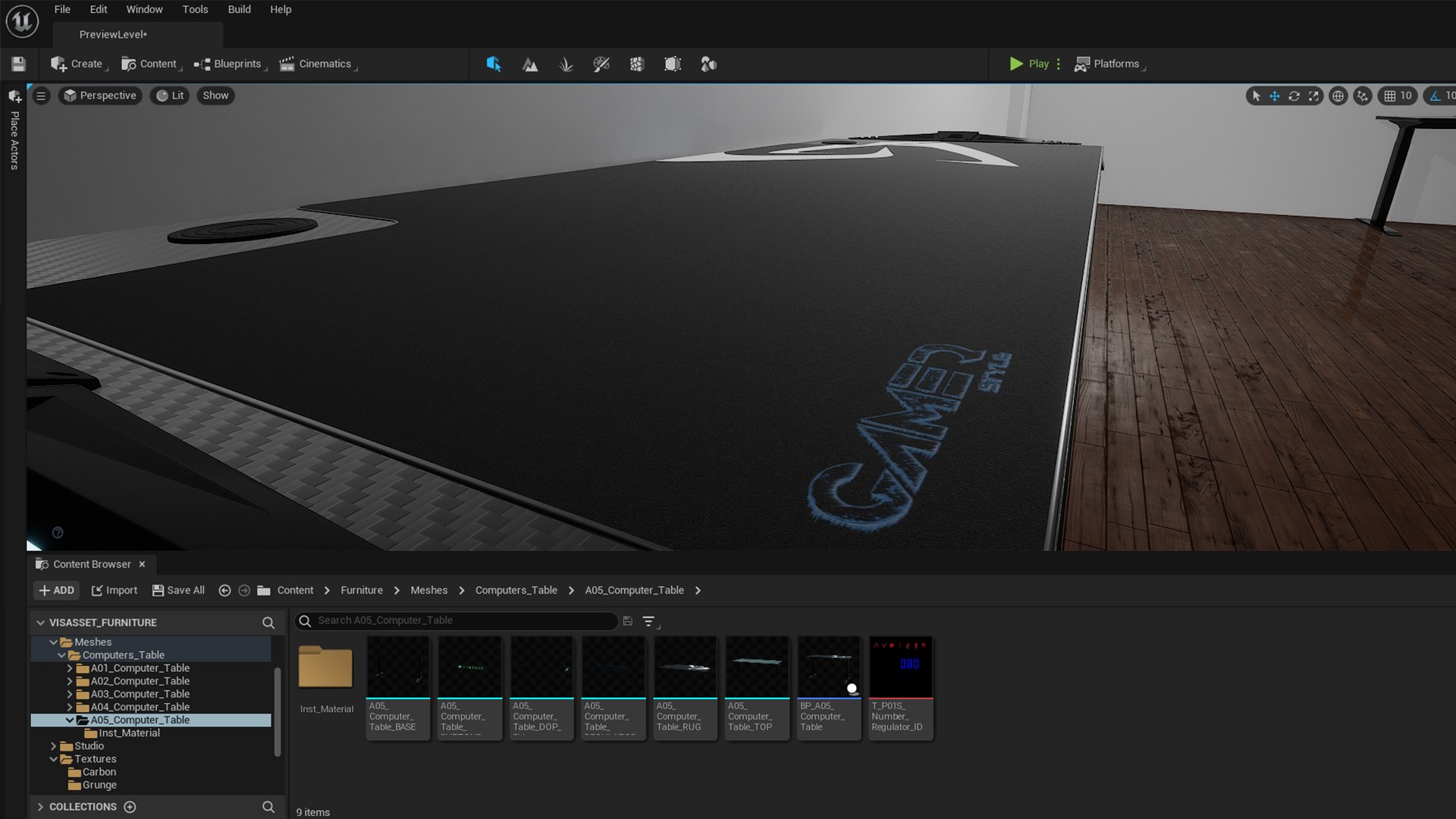 Computer Table Unreal Engine 5 3D Model - TurboSquid 1781355