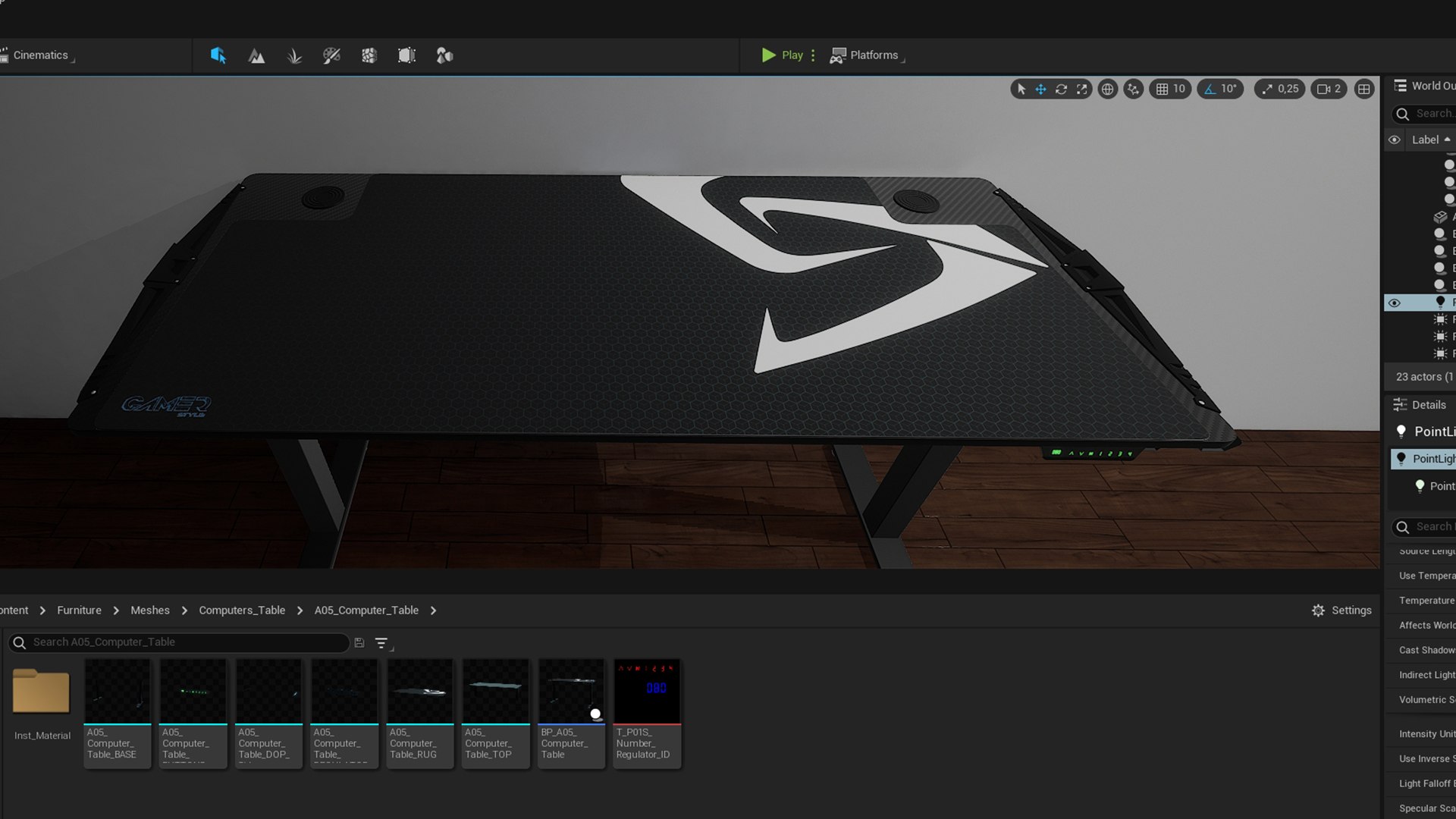 Computer Table Unreal Engine 5 3D Model - TurboSquid 1781355