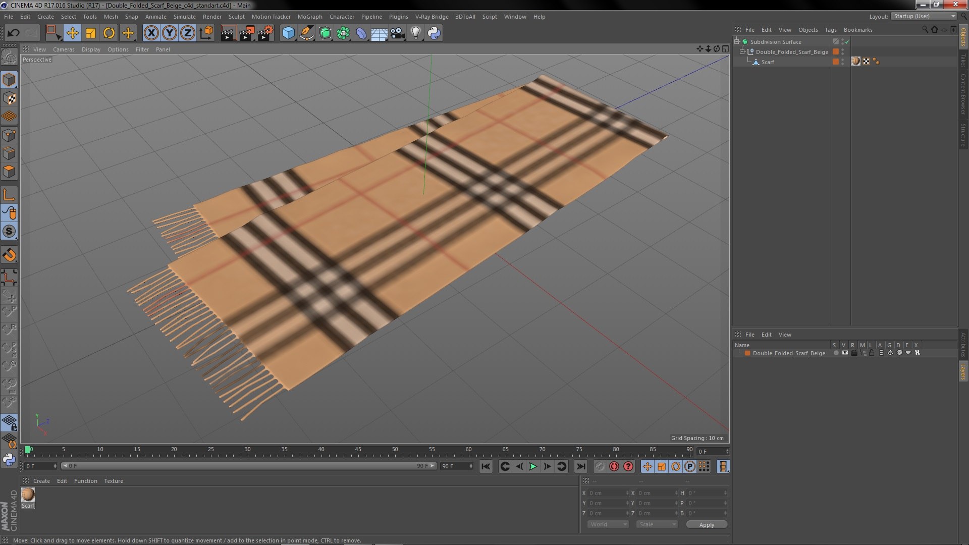 Double Folded Scarf Beige model - TurboSquid 2111879