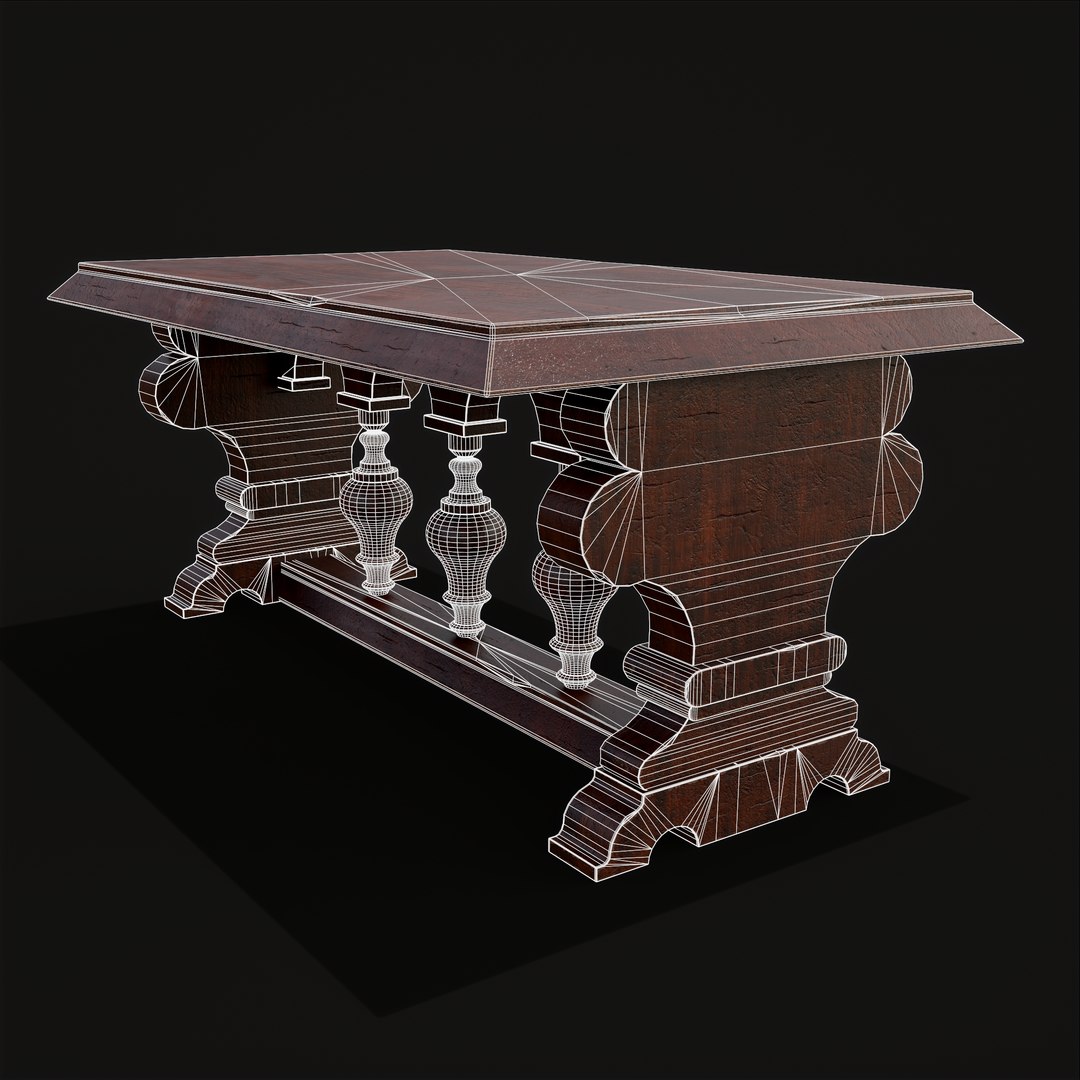 3D Medieval Elegant Rectangle Table - TurboSquid 1930285