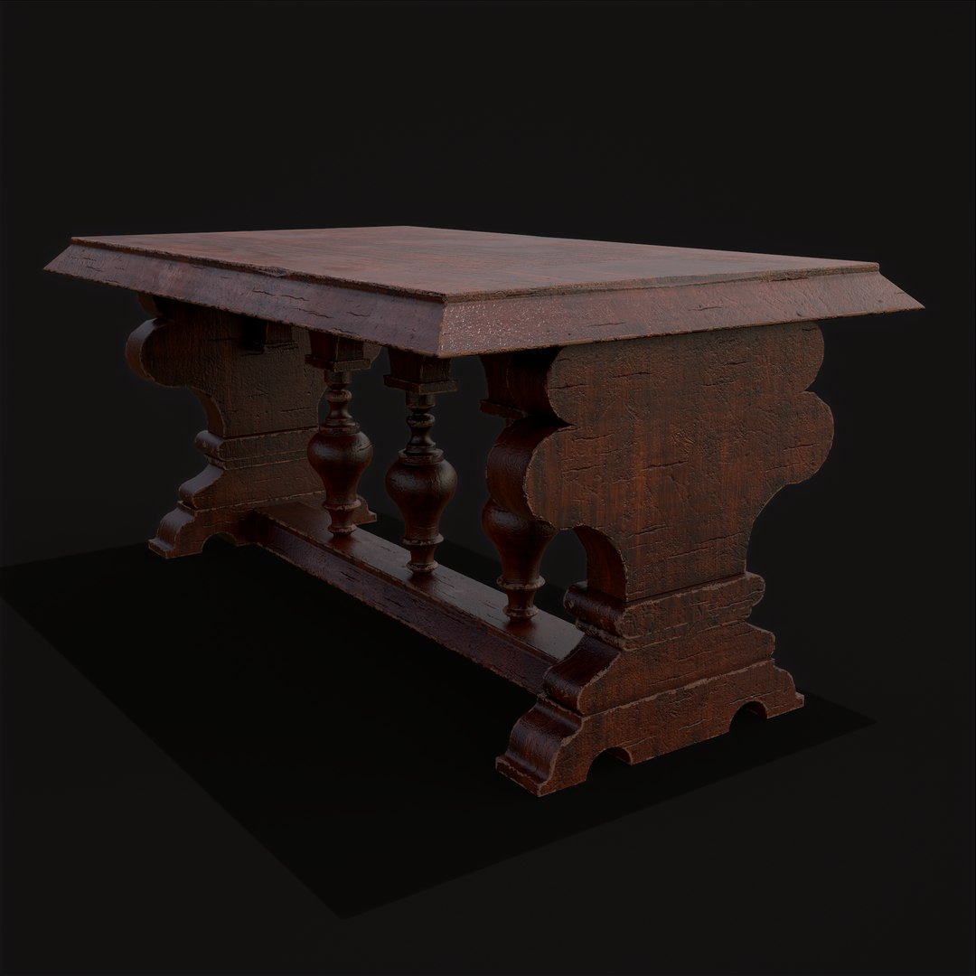 3D Medieval Elegant Rectangle Table - TurboSquid 1930285