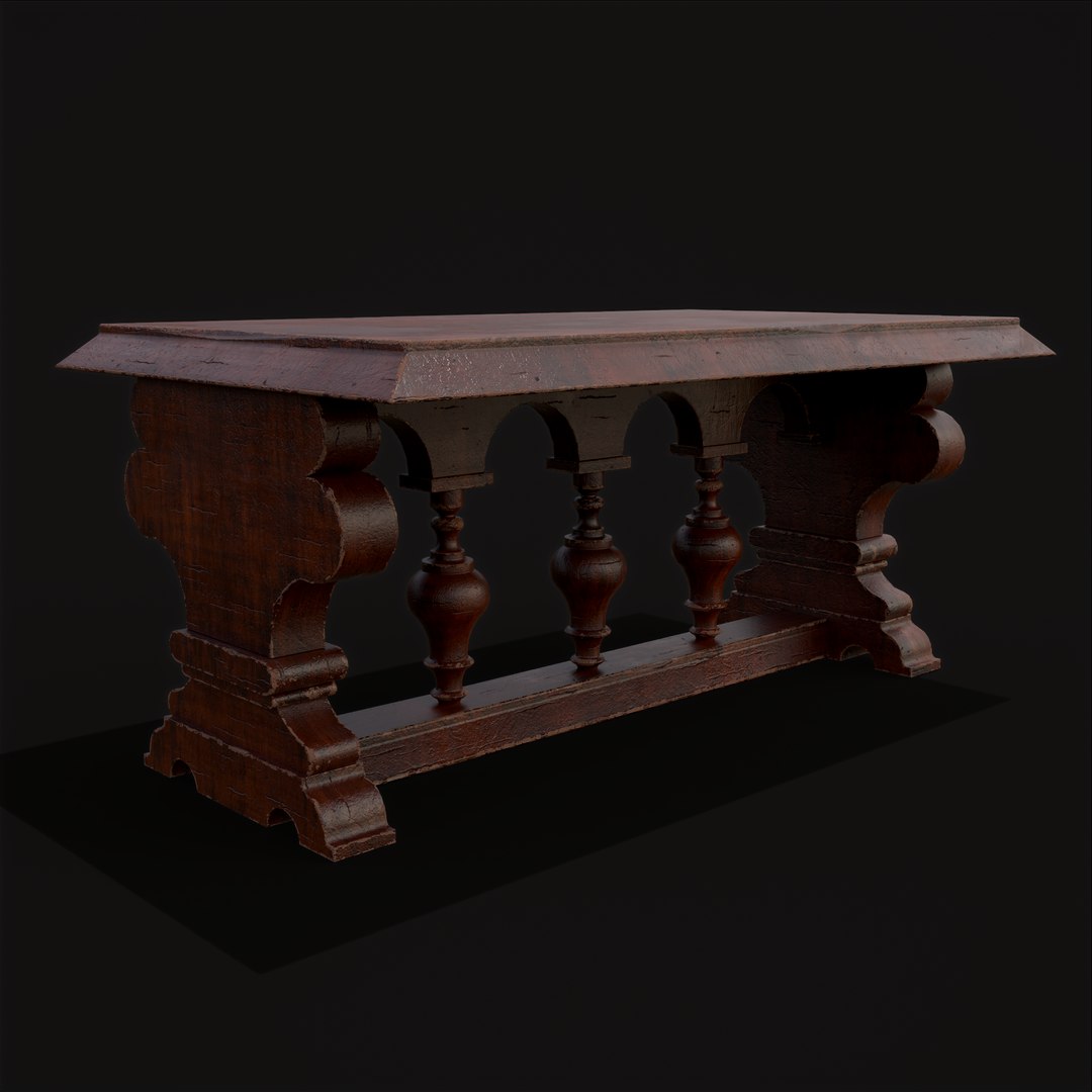 3D Medieval Elegant Rectangle Table - TurboSquid 1930285
