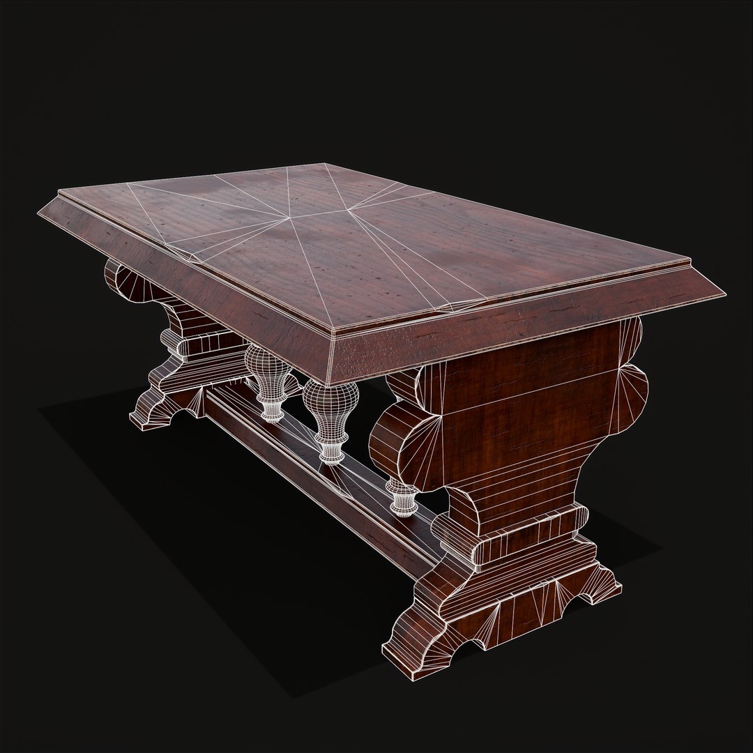 3D Medieval Elegant Rectangle Table - TurboSquid 1930285