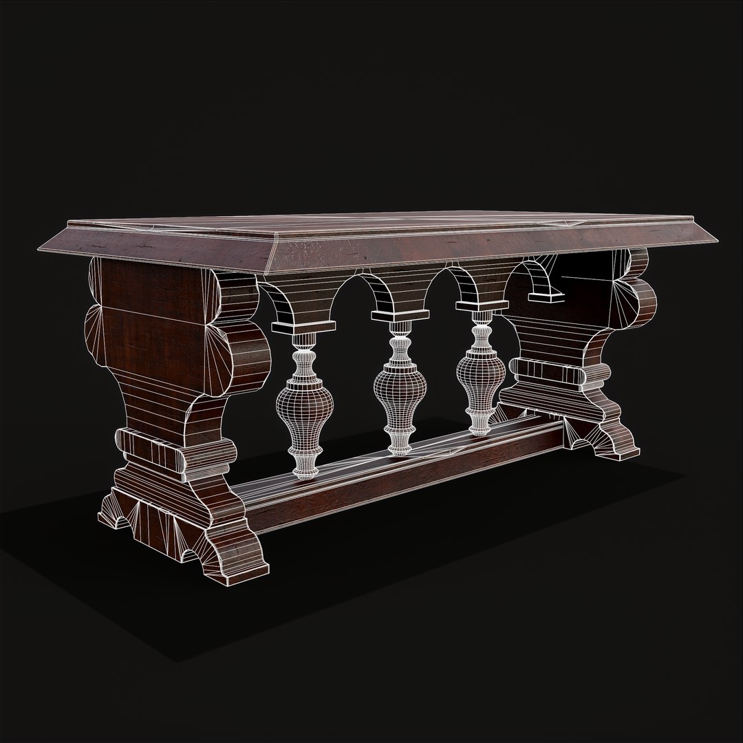 3D Medieval Elegant Rectangle Table - TurboSquid 1930285