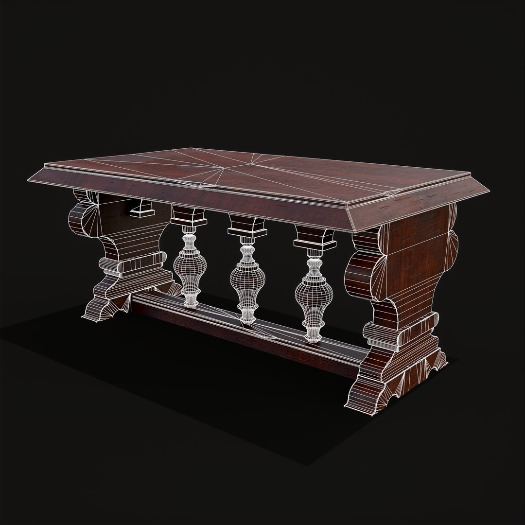 3D Medieval Elegant Rectangle Table - TurboSquid 1930285