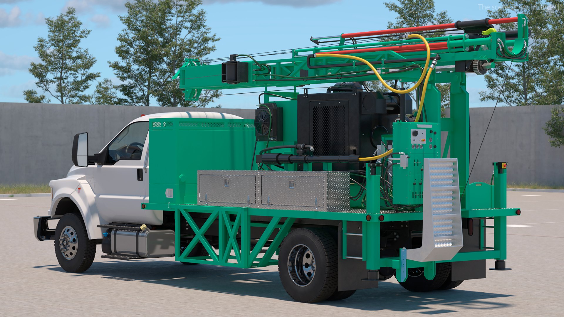Mobile Drill Truck Mounted Rig Green 3D Model - TurboSquid 2310850