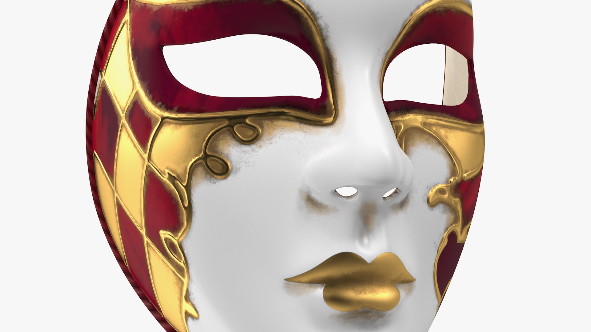 Red Face Carnival Mask 3D Model - TurboSquid 1477091