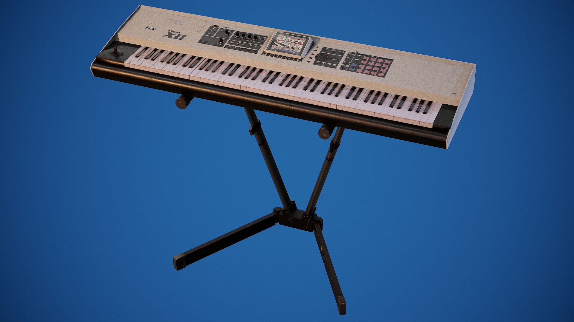 Electronic Piano Keyboard On Stand - PBR Game Ready Props 3D Model ...