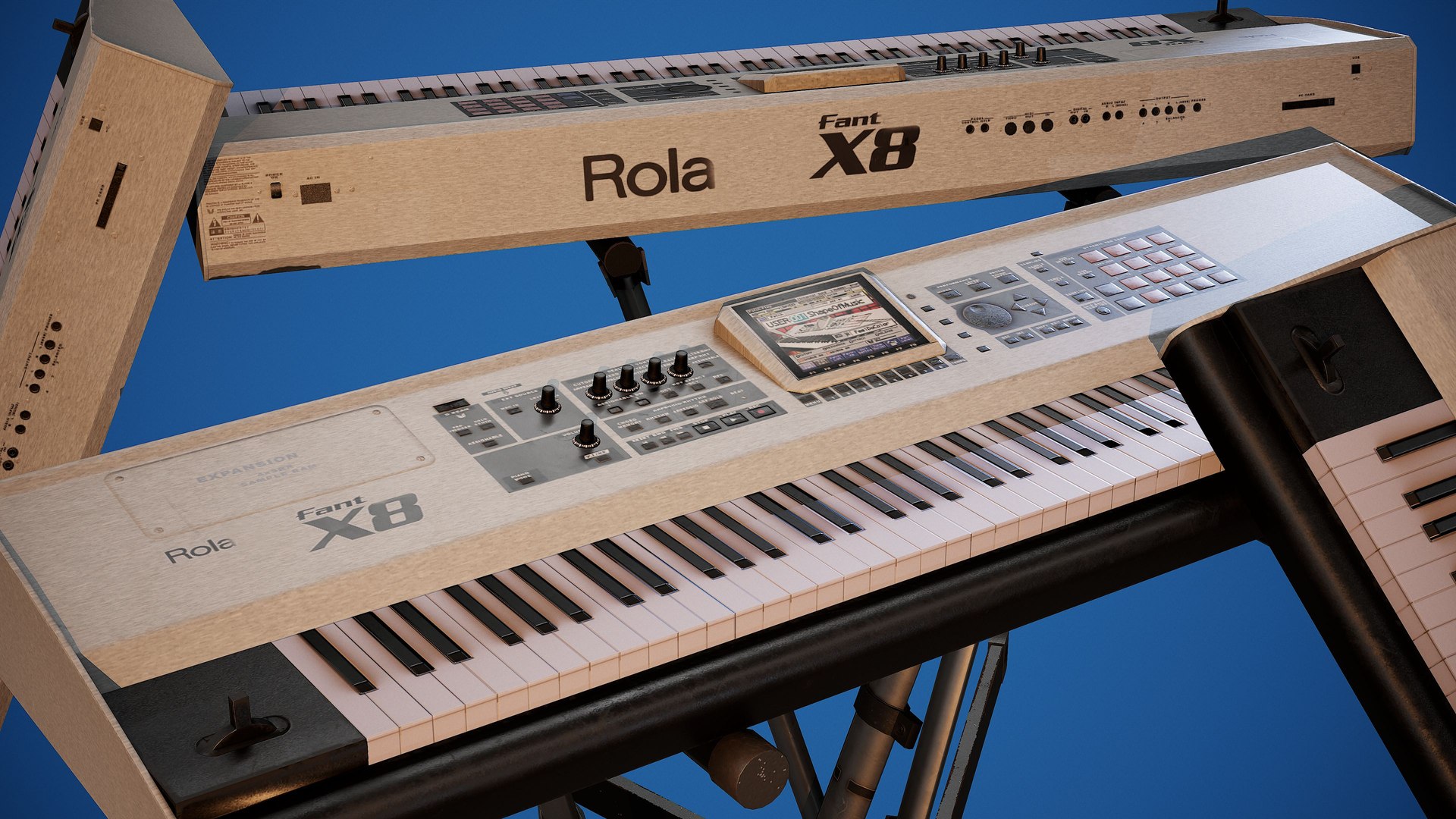 Electronic Piano Keyboard On Stand - PBR Game Ready Props 3D Model ...