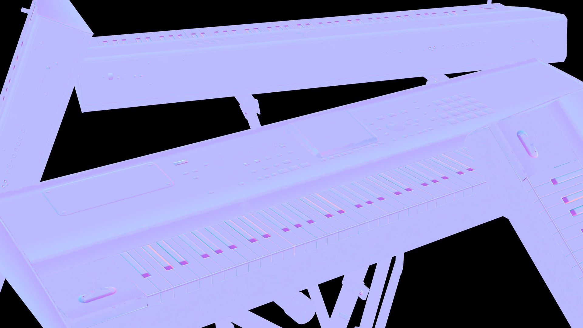 Electronic Piano Keyboard On Stand - PBR Game Ready Props 3D Model ...