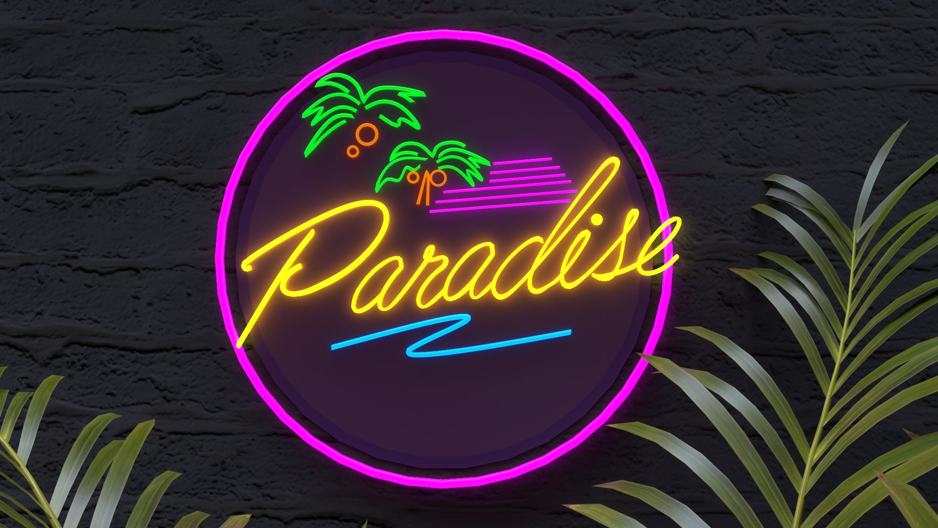 3D Paradise Neon Logo - TurboSquid 1972441