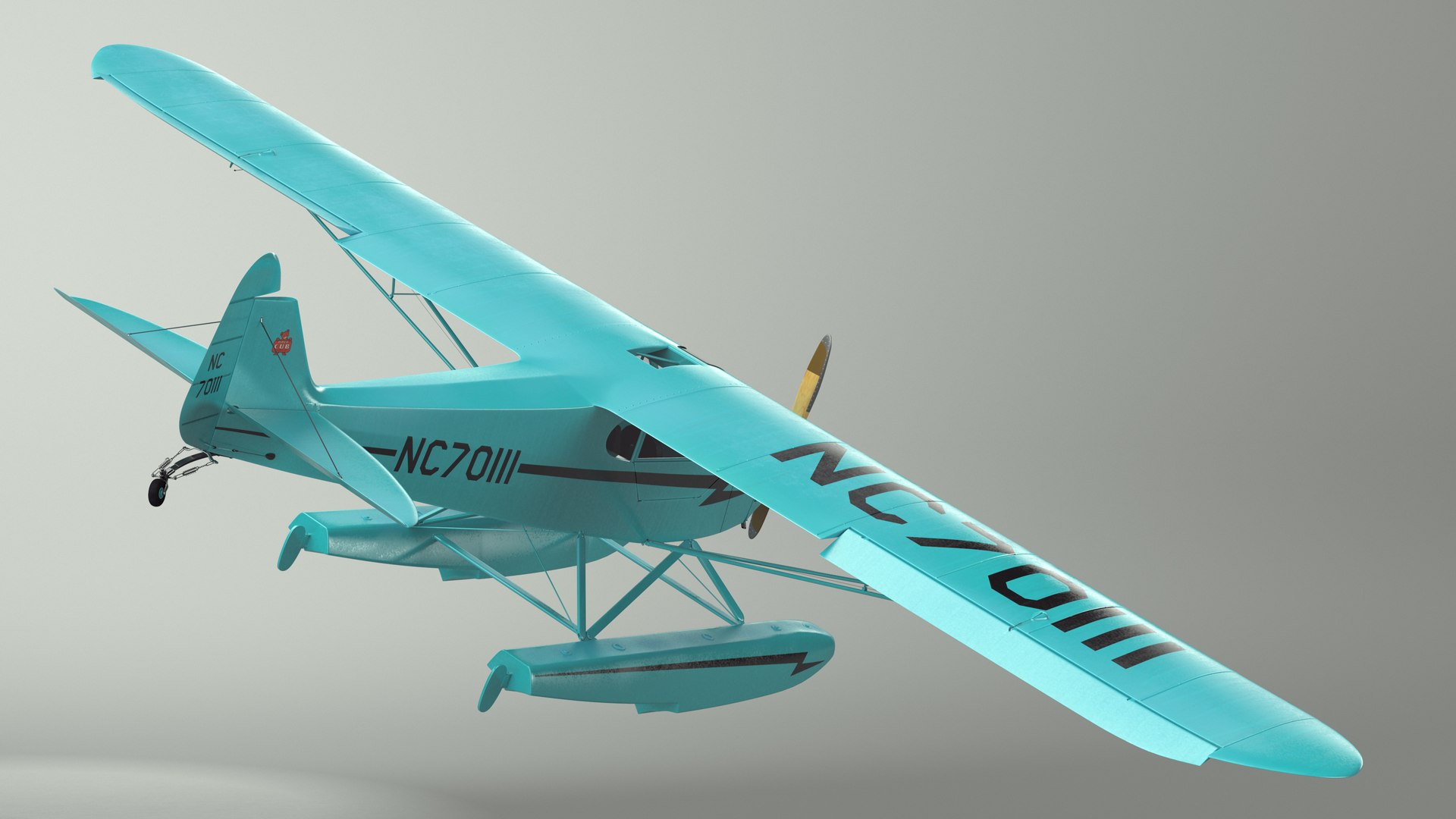 Seaplane Aircraft Piper J-3 With Floats Rigged 3D - TurboSquid 2218379