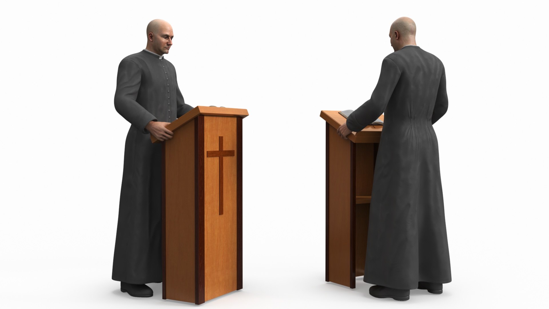 Catholic Priest Reads The Bible At The Lectern Ambo 3D Model ...