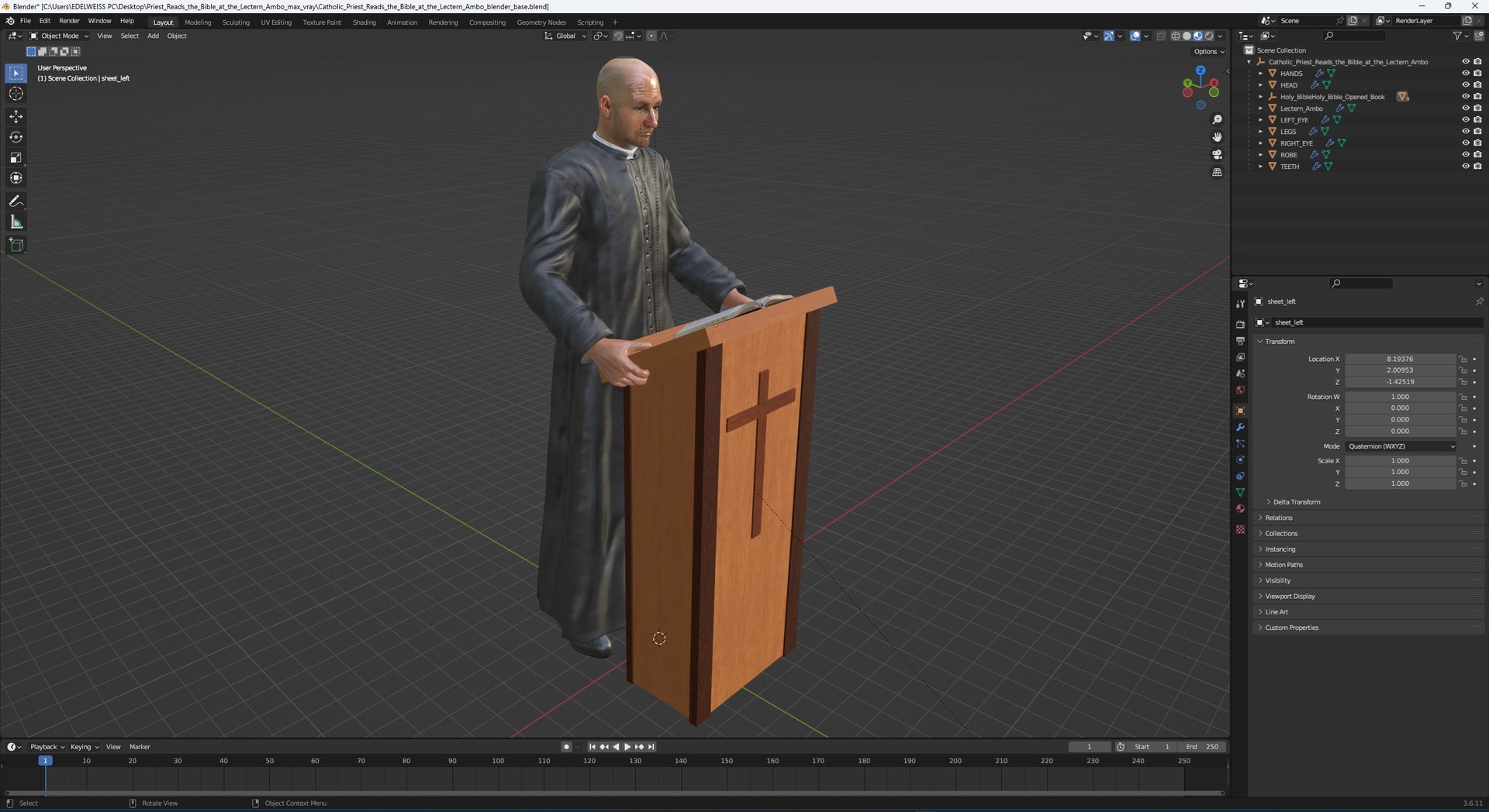 Catholic Priest Reads The Bible At The Lectern Ambo 3D Model ...
