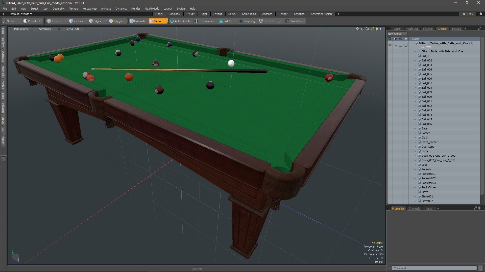 3D Billiard Table With Balls And Cue Model - TurboSquid 2318334