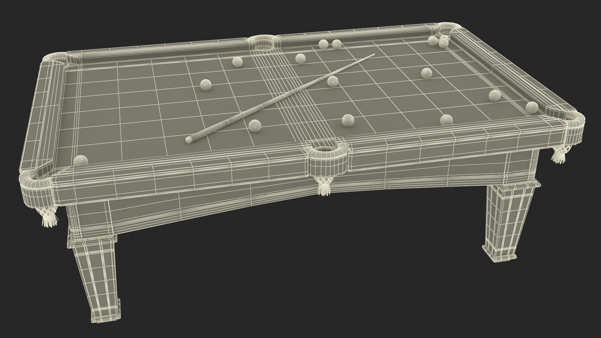 3D Billiard Table With Balls And Cue Model - TurboSquid 2318334