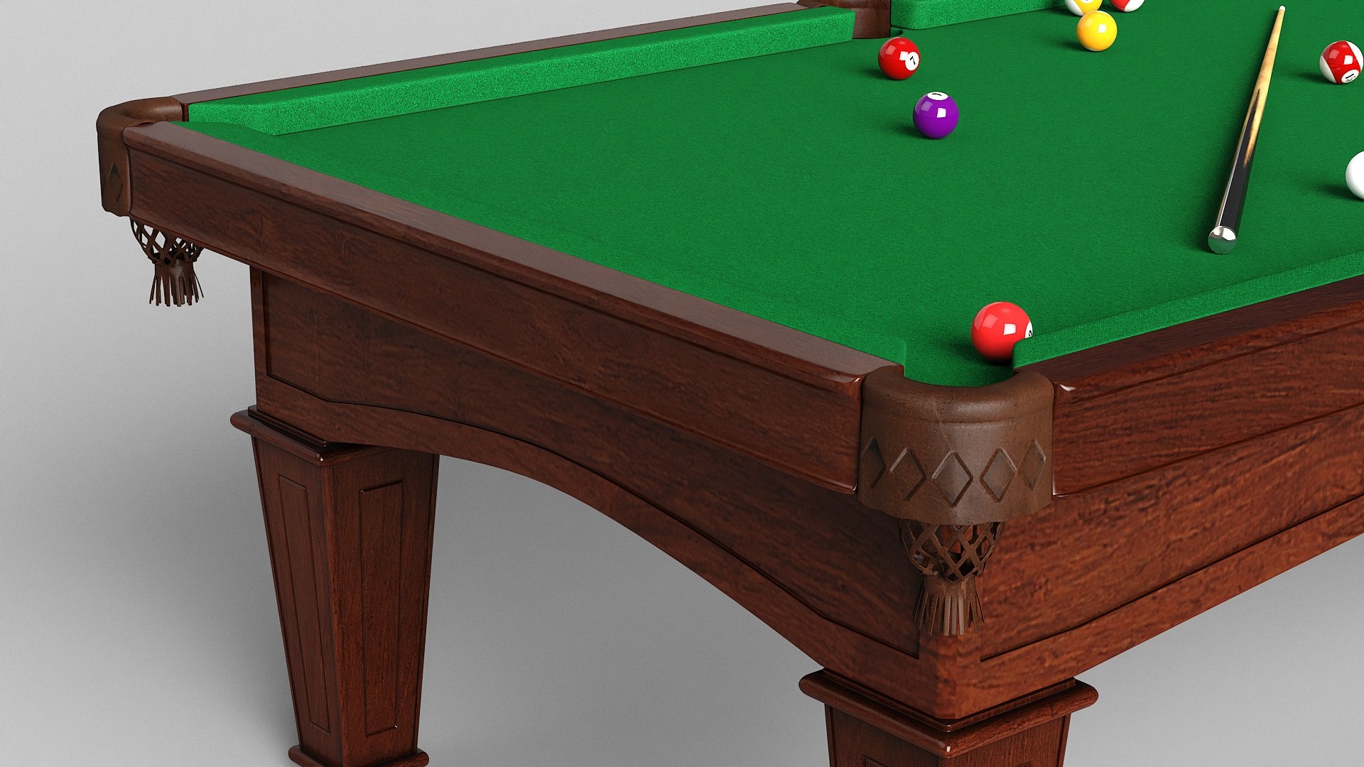 3D Billiard Table With Balls And Cue Model - TurboSquid 2318334