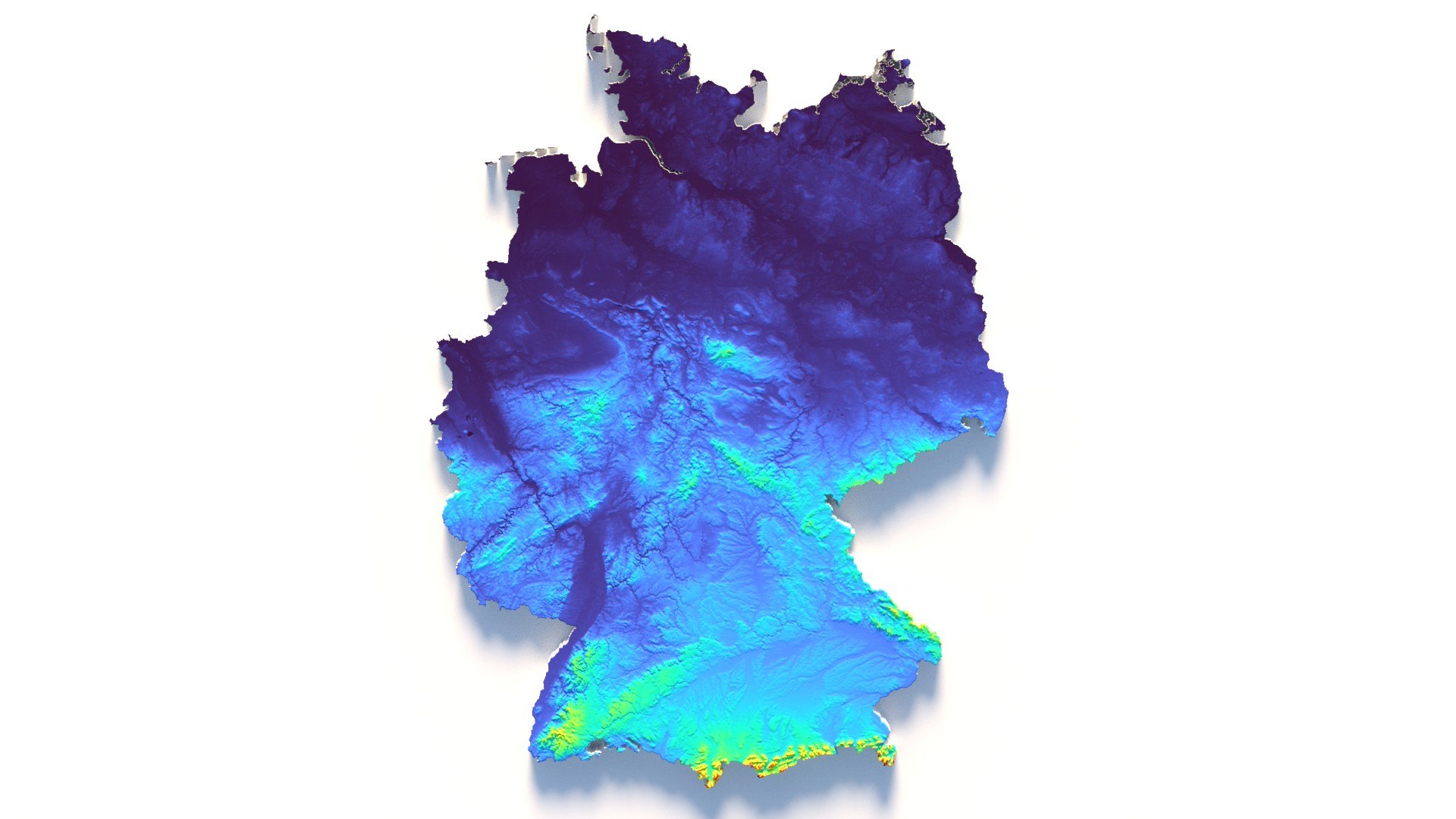 Germany Deutschland Terrain Map 3D Model - TurboSquid 2336049