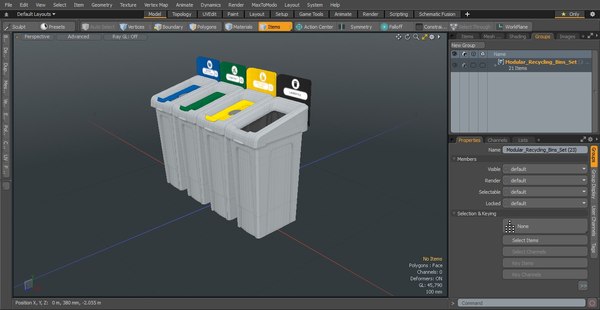 Modular Recycling Bins Set model - TurboSquid 1815515