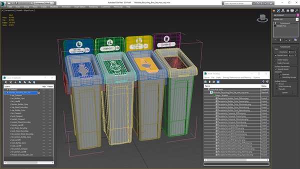 Modular Recycling Bins Set model - TurboSquid 1815515
