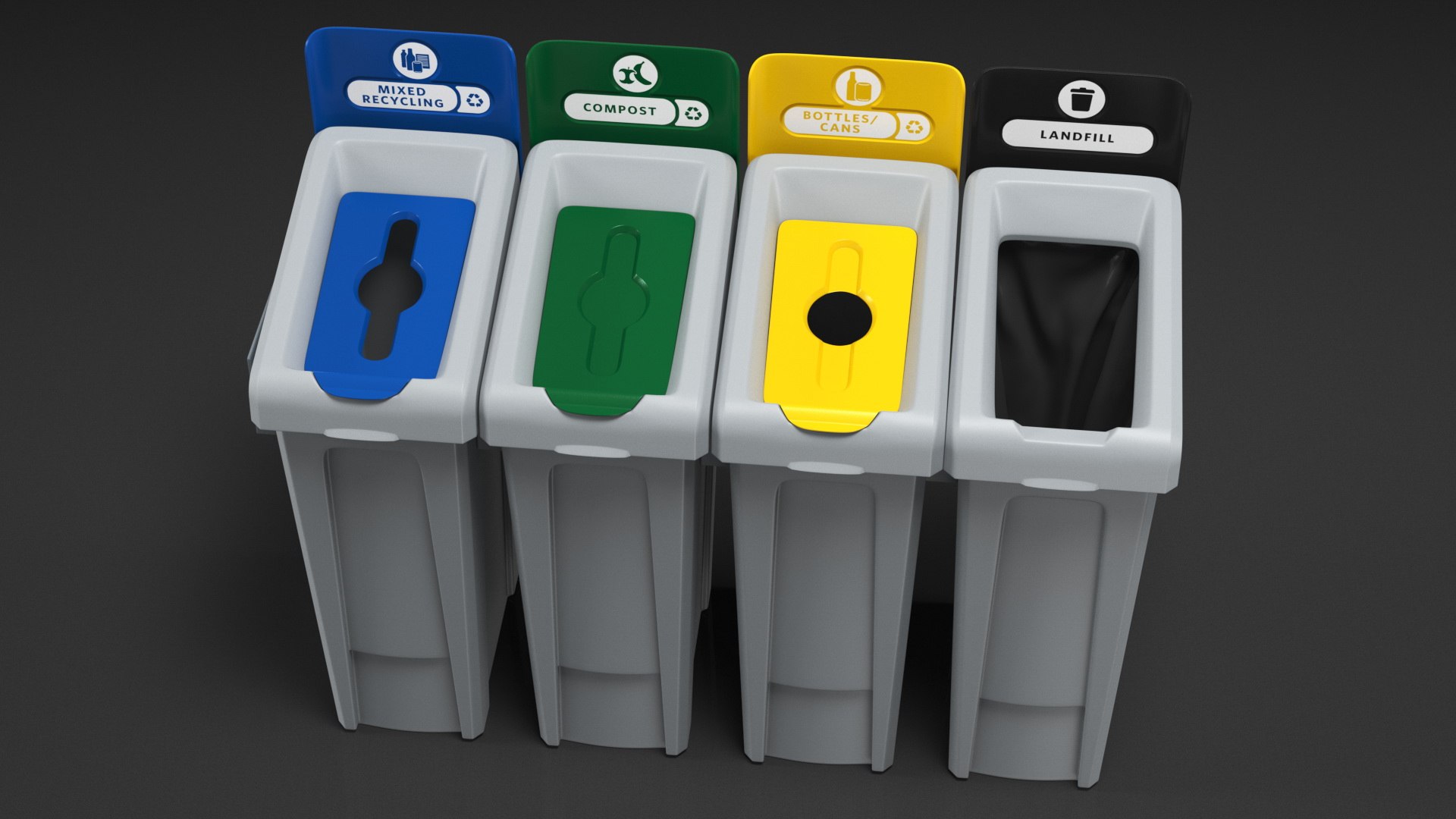 Modular Recycling Bins Set Model - TurboSquid 1815515