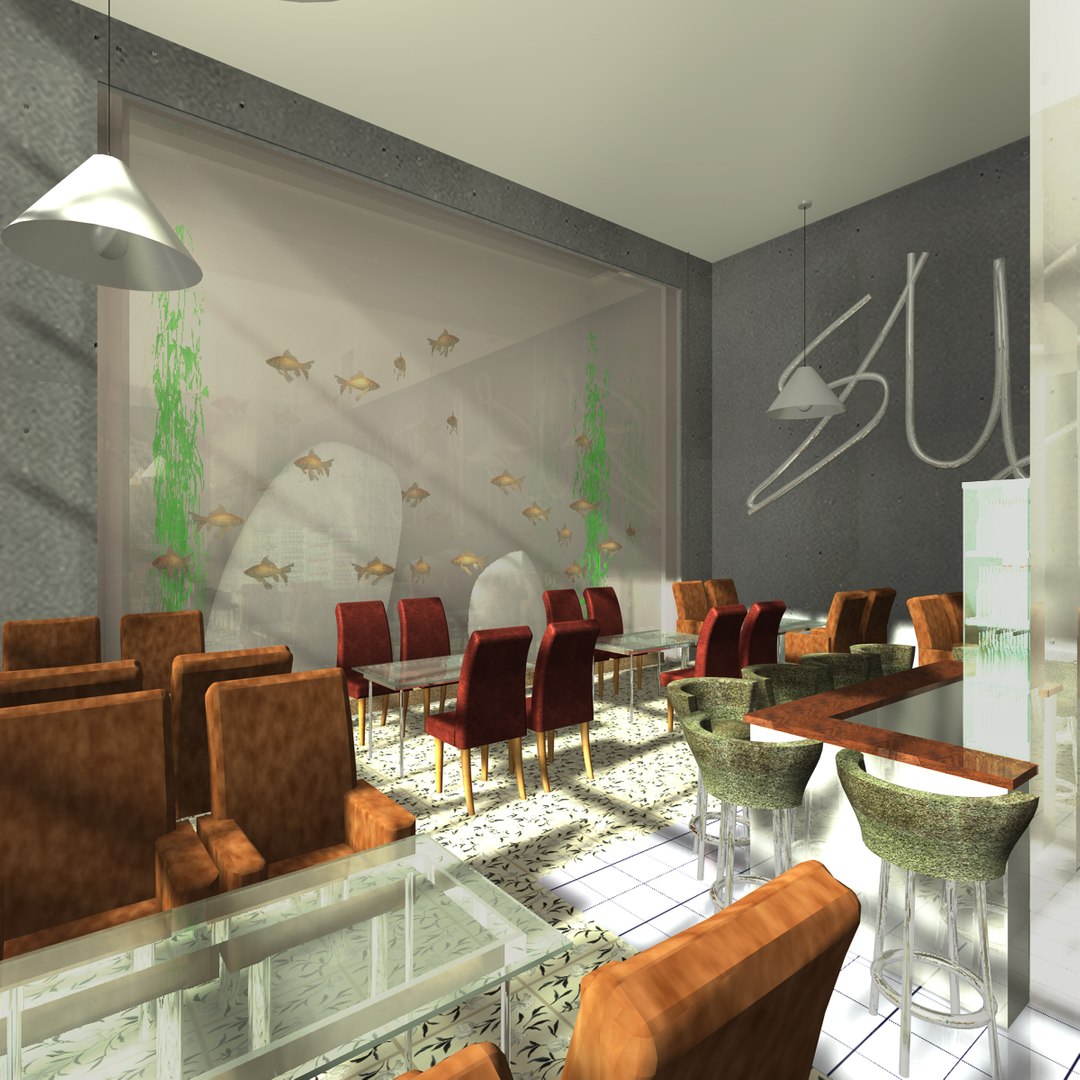 Sushi Restaurant Aquarium 3d Model
