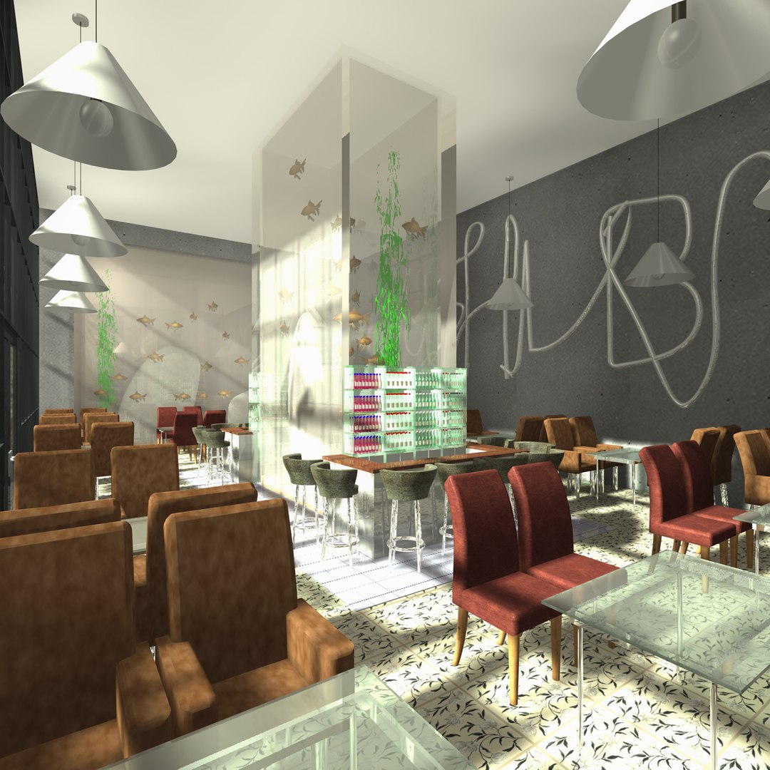 Sushi Restaurant Aquarium 3d Model