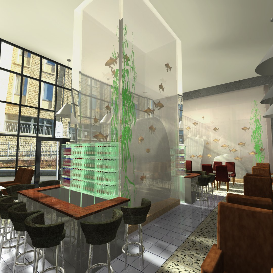 Sushi Restaurant Aquarium 3d Model