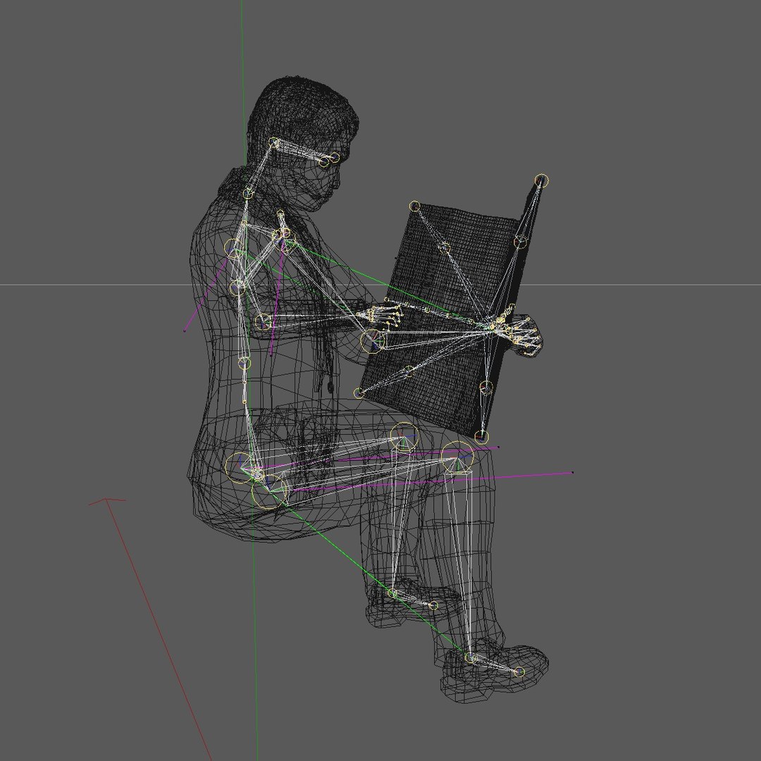 3d Business Man Sitting Reading Model