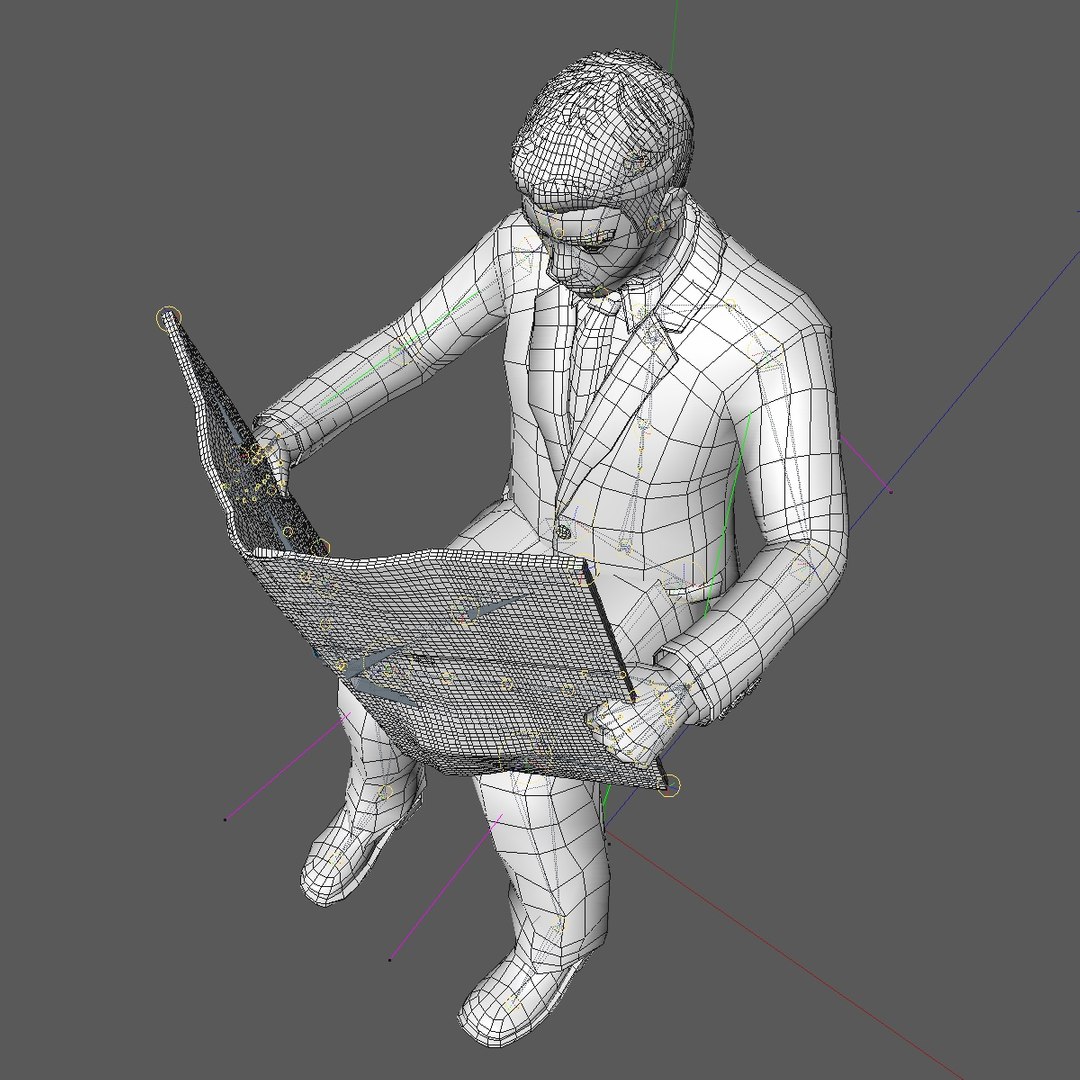 3d Business Man Sitting Reading Model