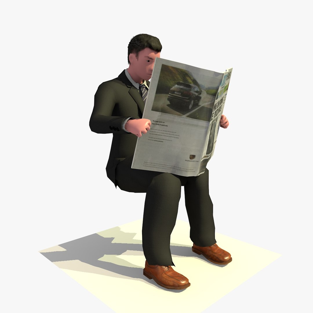 3d Business Man Sitting Reading Model
